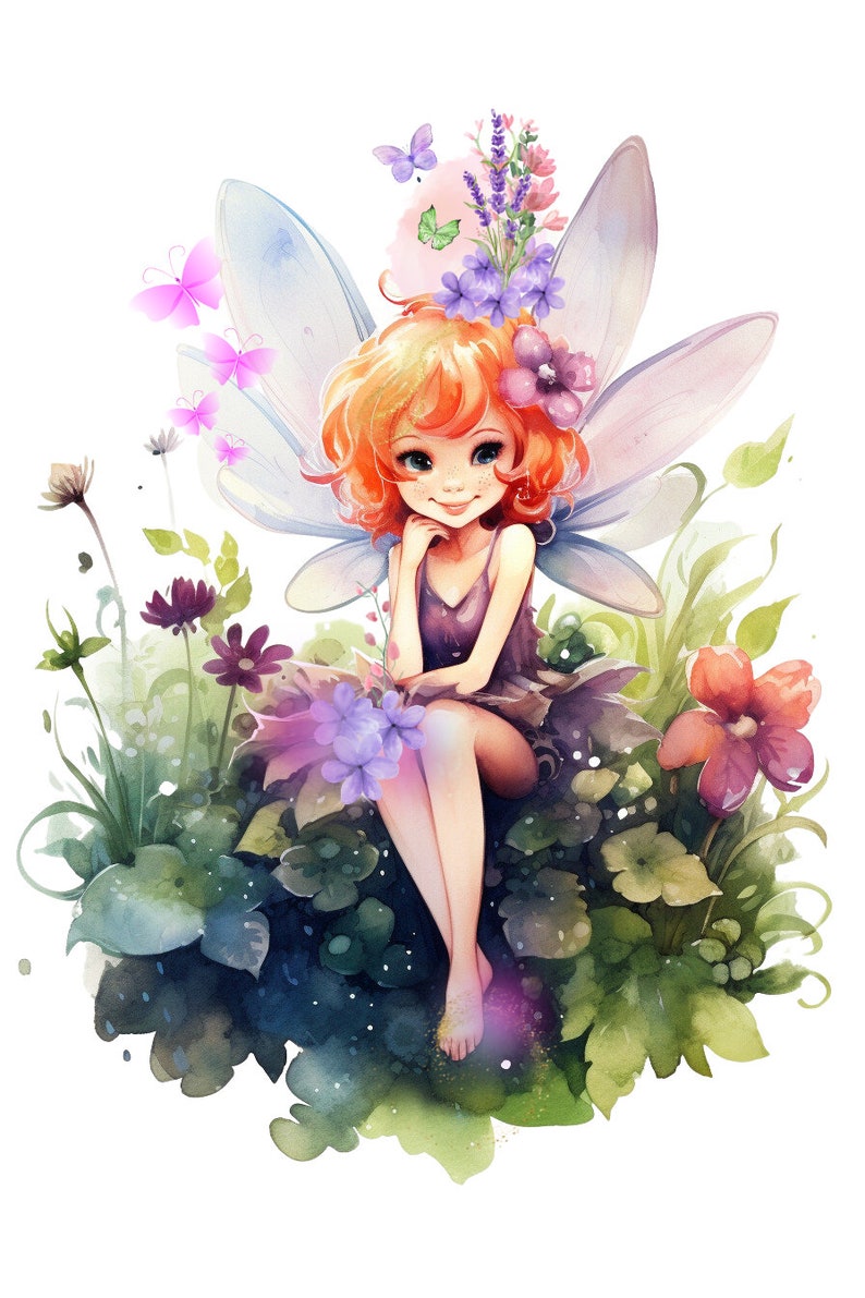 Cute Forest Fairy Clipart, Flower Fairy Clip Art, Fairies, Watercolor ...