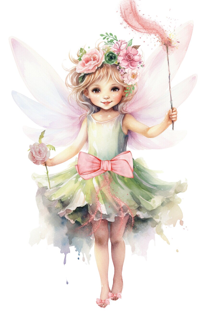 Cute Forest Fairy Clipart, Flower Fairy Clip Art, Fairies, Watercolor ...