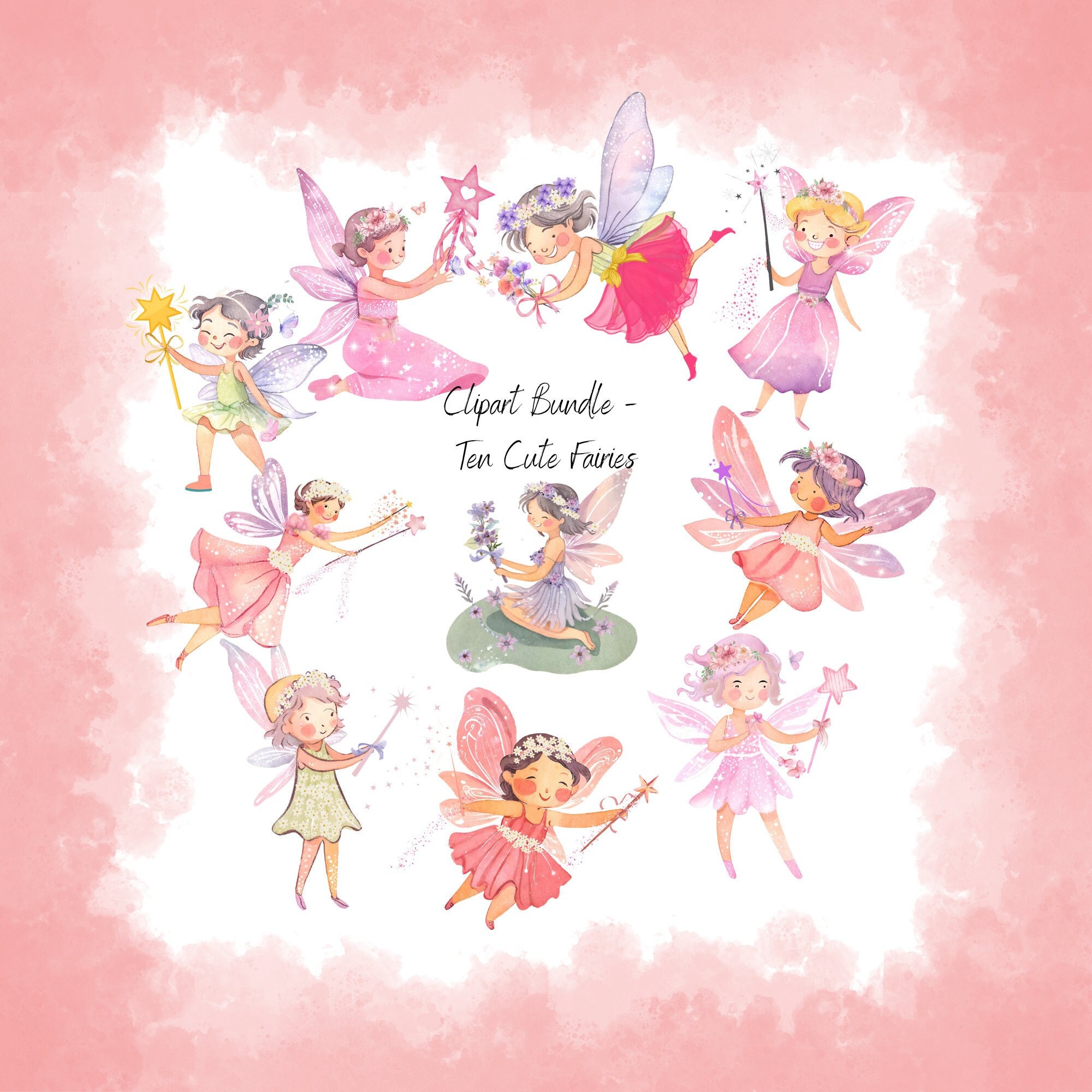 Clipart Bundle of Ten Fairies, Cute Fairy Clipart, Fairytale Clip Art ...