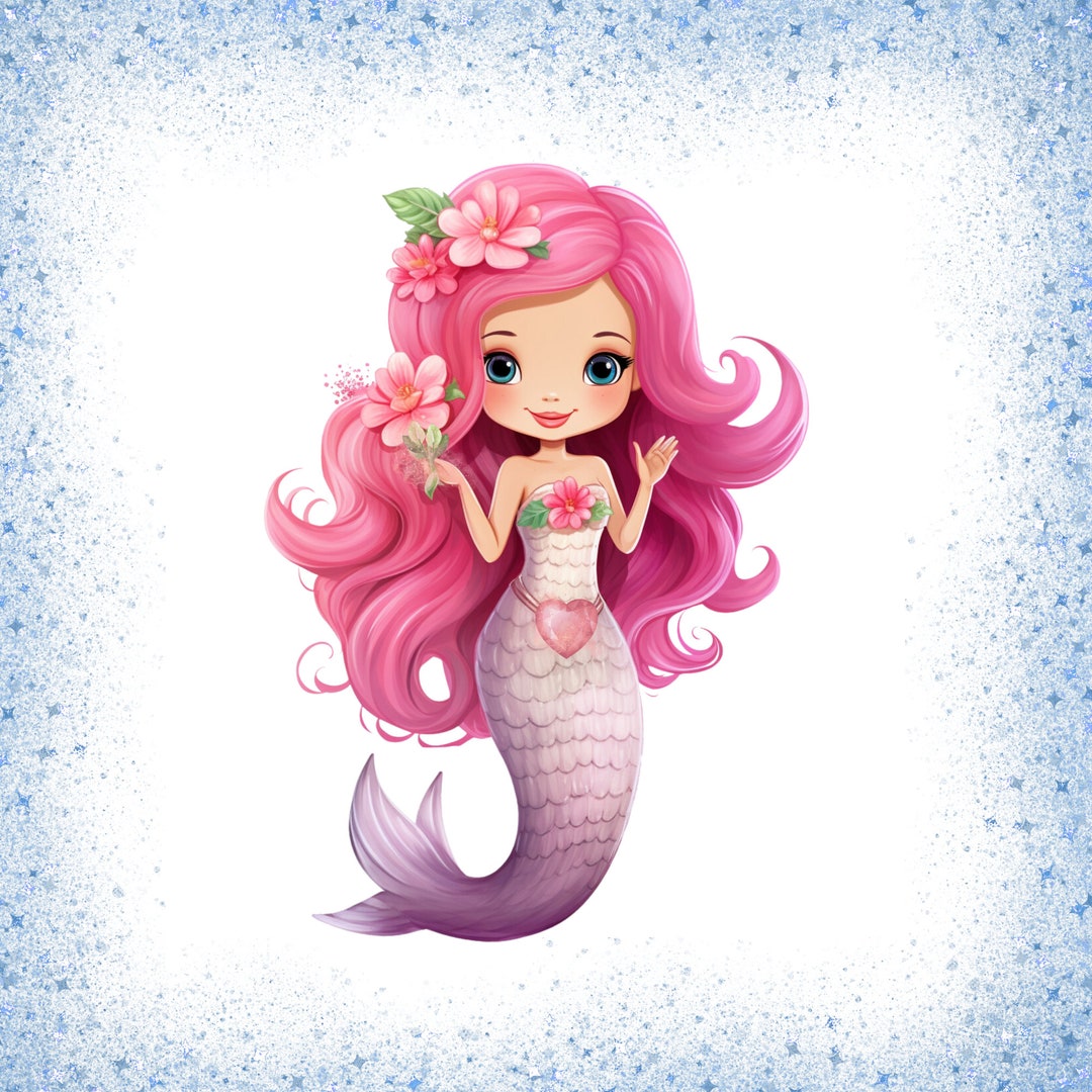 Cute Mermaid Clipart, Mermaid Digital Download, Mermaid PNG, Under the ...