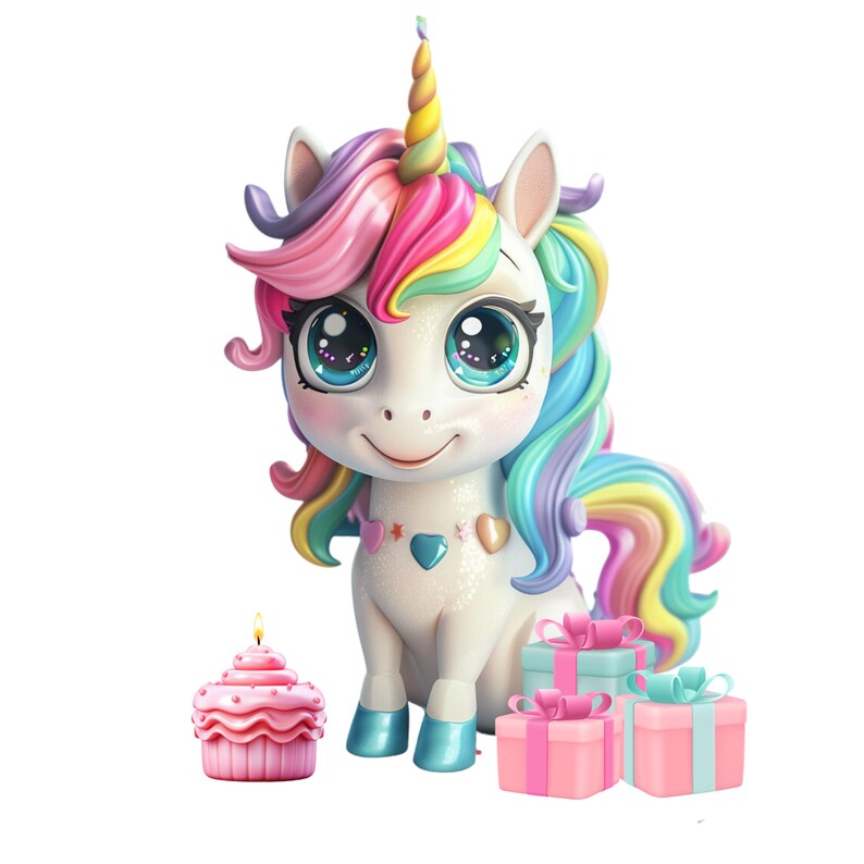 Unicorn Birthday Clipart, Girls Birthday PNG, Rainbow Unicorn, Clipart ...