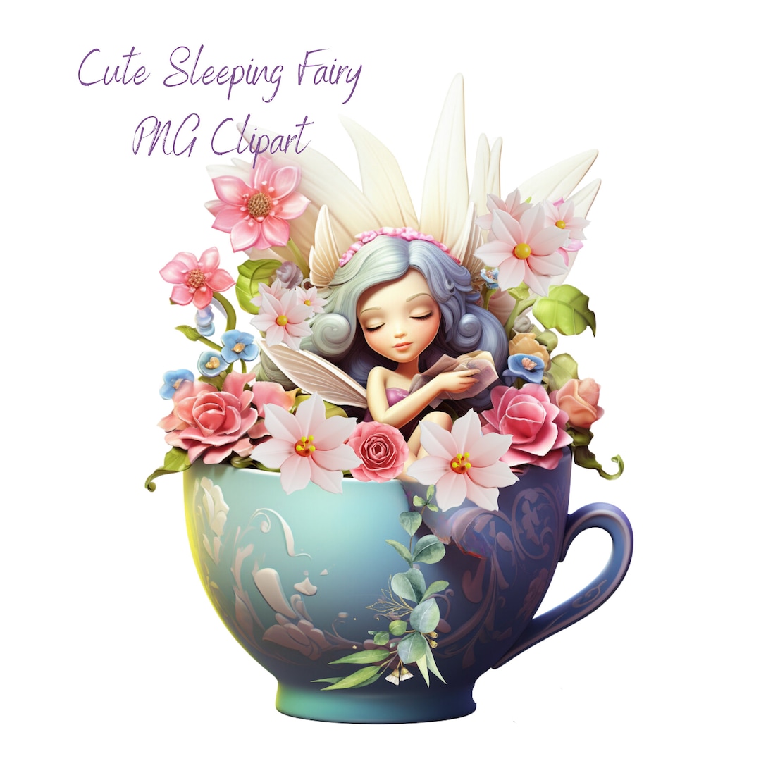 Cute Fairy Clipart, Sleeping Fairy PNG, Digital Download, Fairy ...
