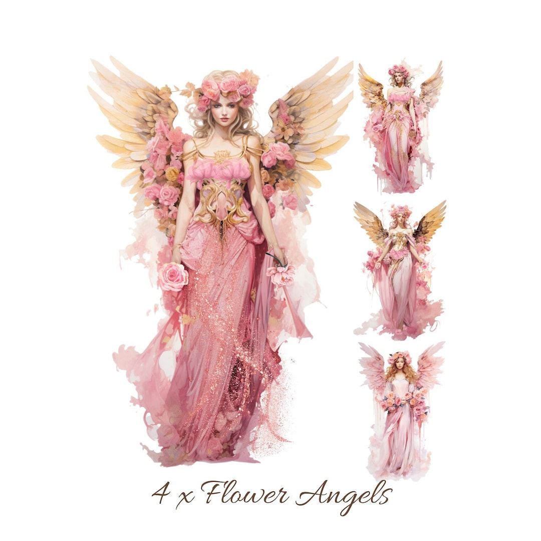 Watercolor Flower Angels, Angel Clipart, Angel Clip Art, Angel PNG ...
