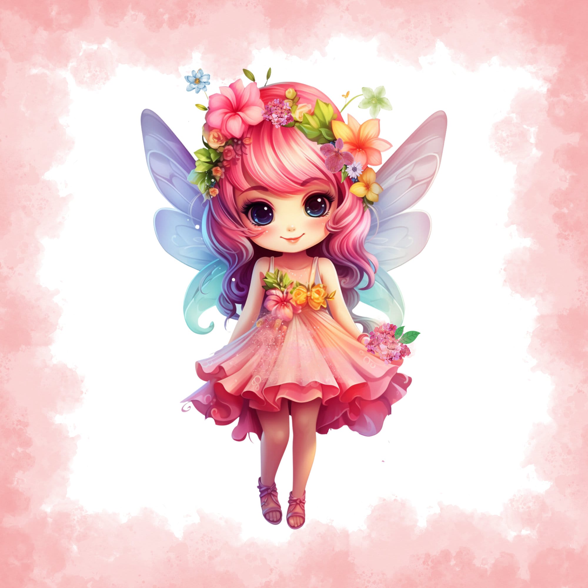 Cute Rainbow Fairy Clipart, Garden Fairy, Digital Download, Girls ...