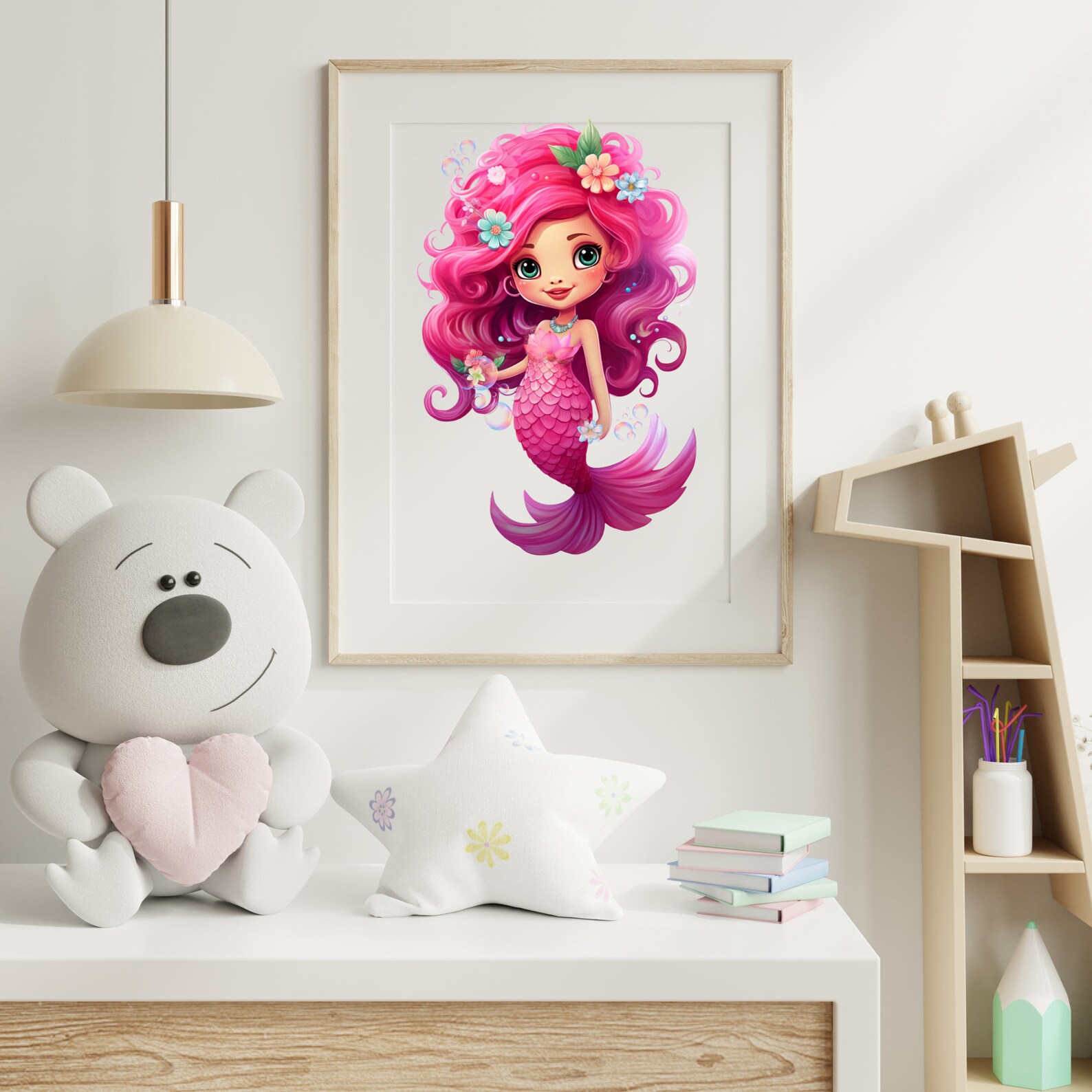 Cute Pink Mermaid Clipart, Mermaid Digital Download, Mermaid PNG, Under ...