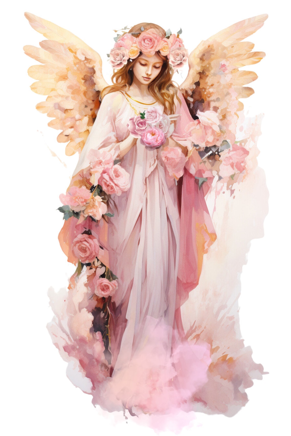 Watercolor Clipart, Flower Angel, Angel Clipart, Angel Clip Art, Angel ...
