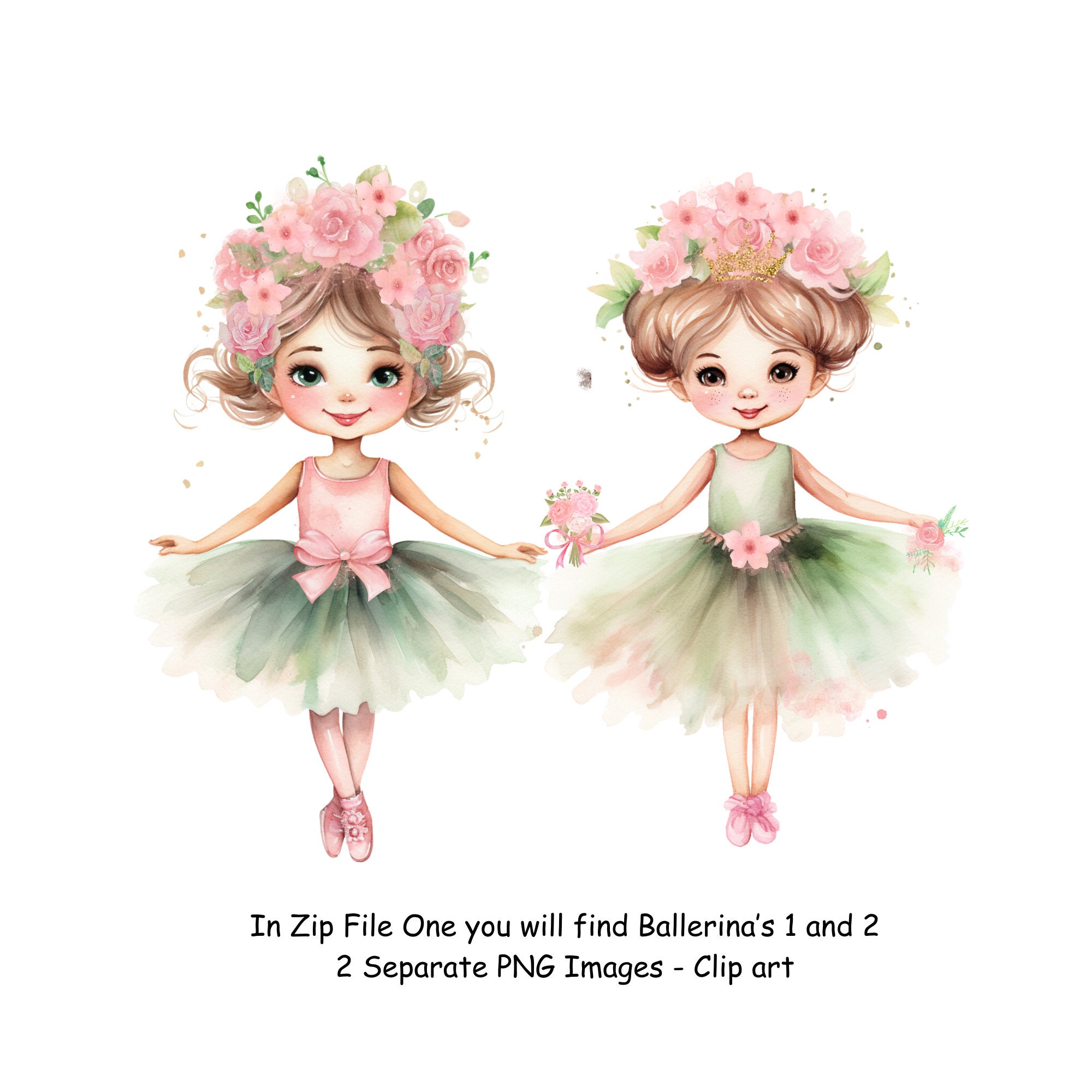 Cute Ballerina Clipart, Ballet Watercolor Clipart, Tutu Pink Girls, PNG ...