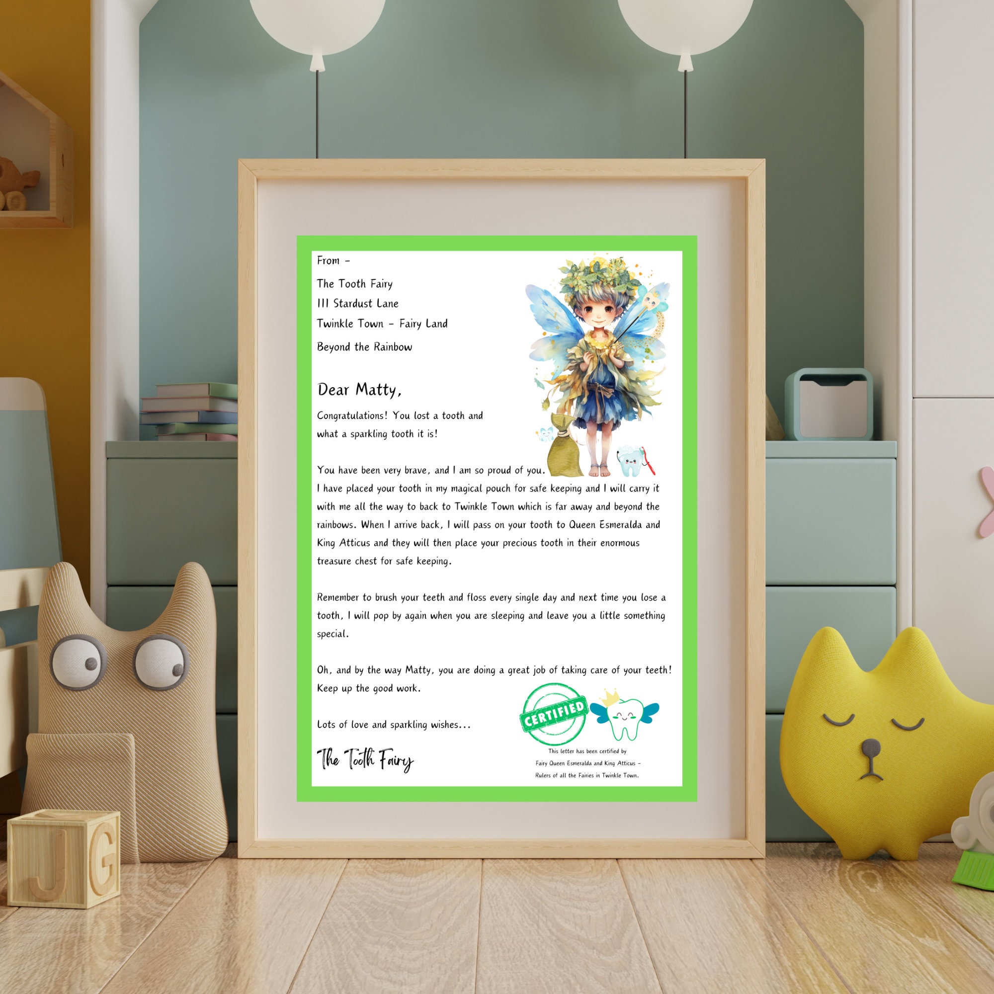 Tooth Fairy Letter PERSONALIZED, Printable Digital Download, Tooth ...