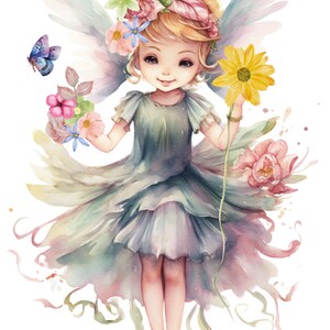 Cute Forest Fairy Clipart, Flower Fairy Clip Art, Fairies, Watercolor ...