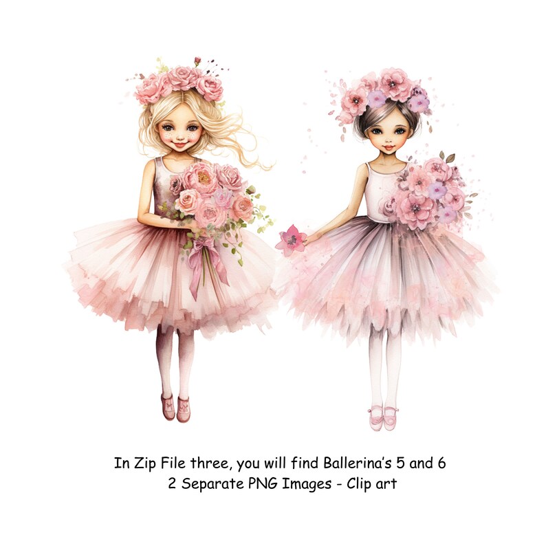 Cute Ballerina Clipart, Ballet Watercolor Clipart, Tutu Pink Girls, PNG ...