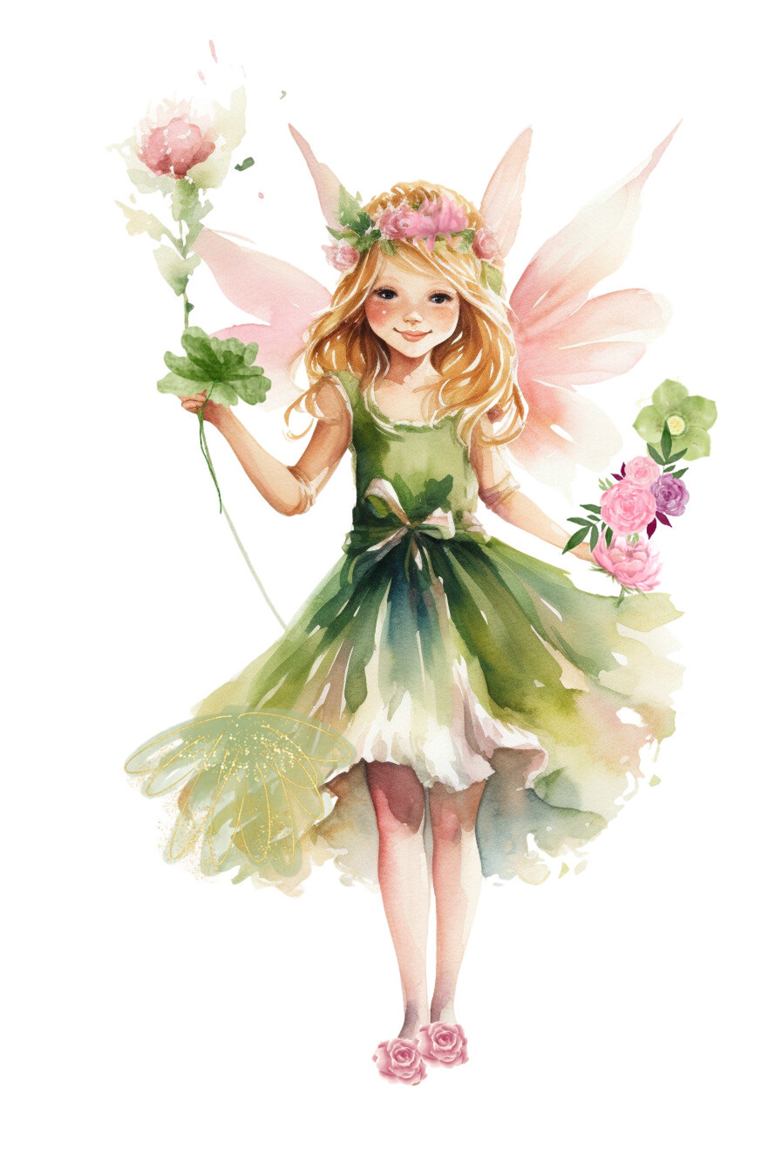 Cute Forest Fairy Clipart, Flower Fairy Clip Art, Fairies, Watercolor ...