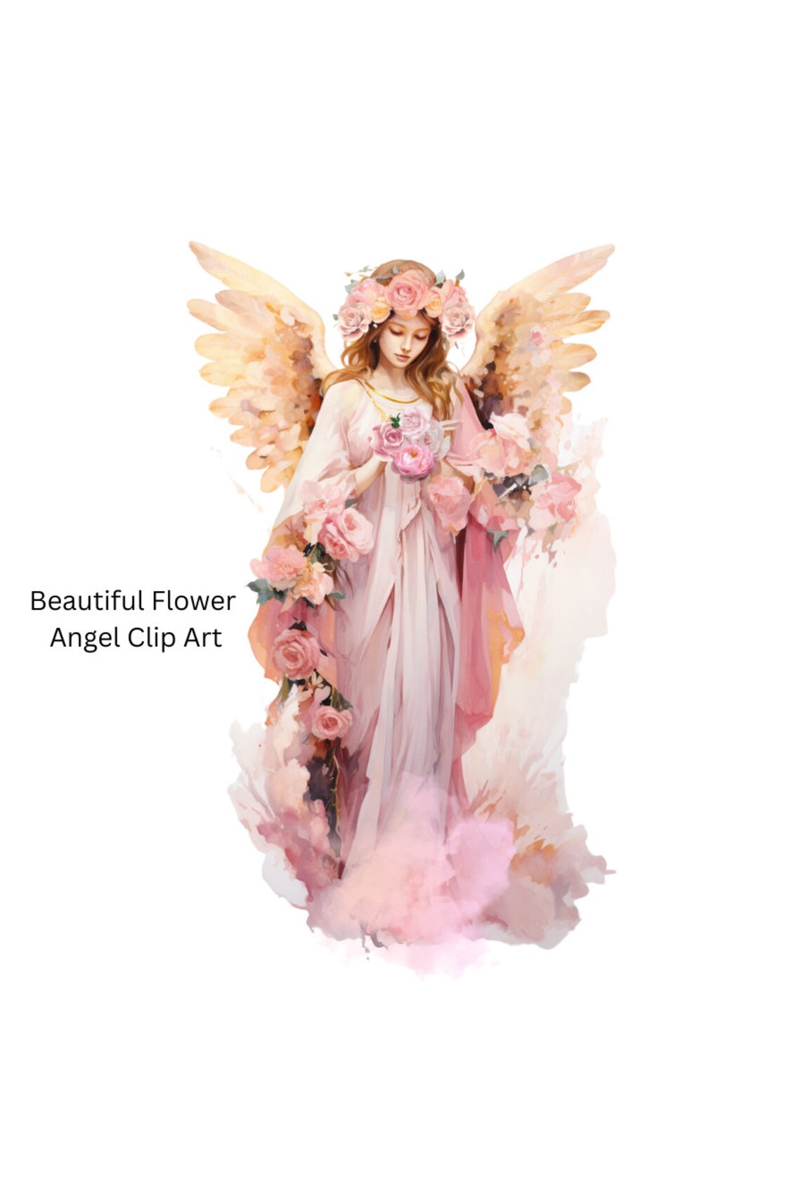 Watercolor Clipart, Flower Angel, Angel Clipart, Angel Clip Art, Angel ...