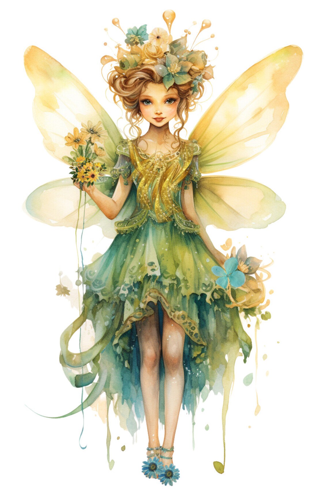 Cute Forest Fairy Clipart, Flower Fairy Clip Art, Girls Printable PNG ...