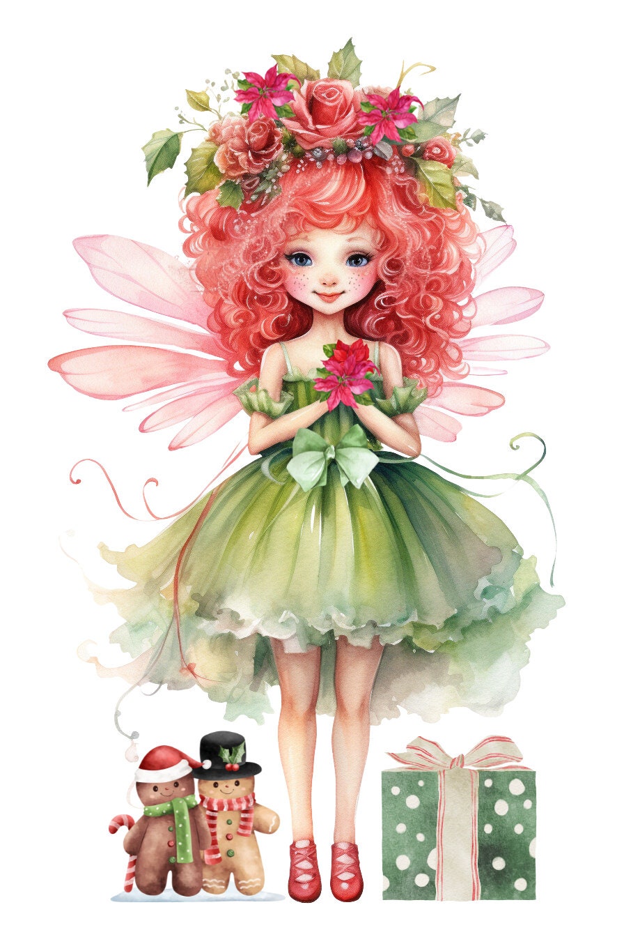 Christmas Fairy PNG Bundle, 3 Beautiful Holiday Fairies, Transparent ...