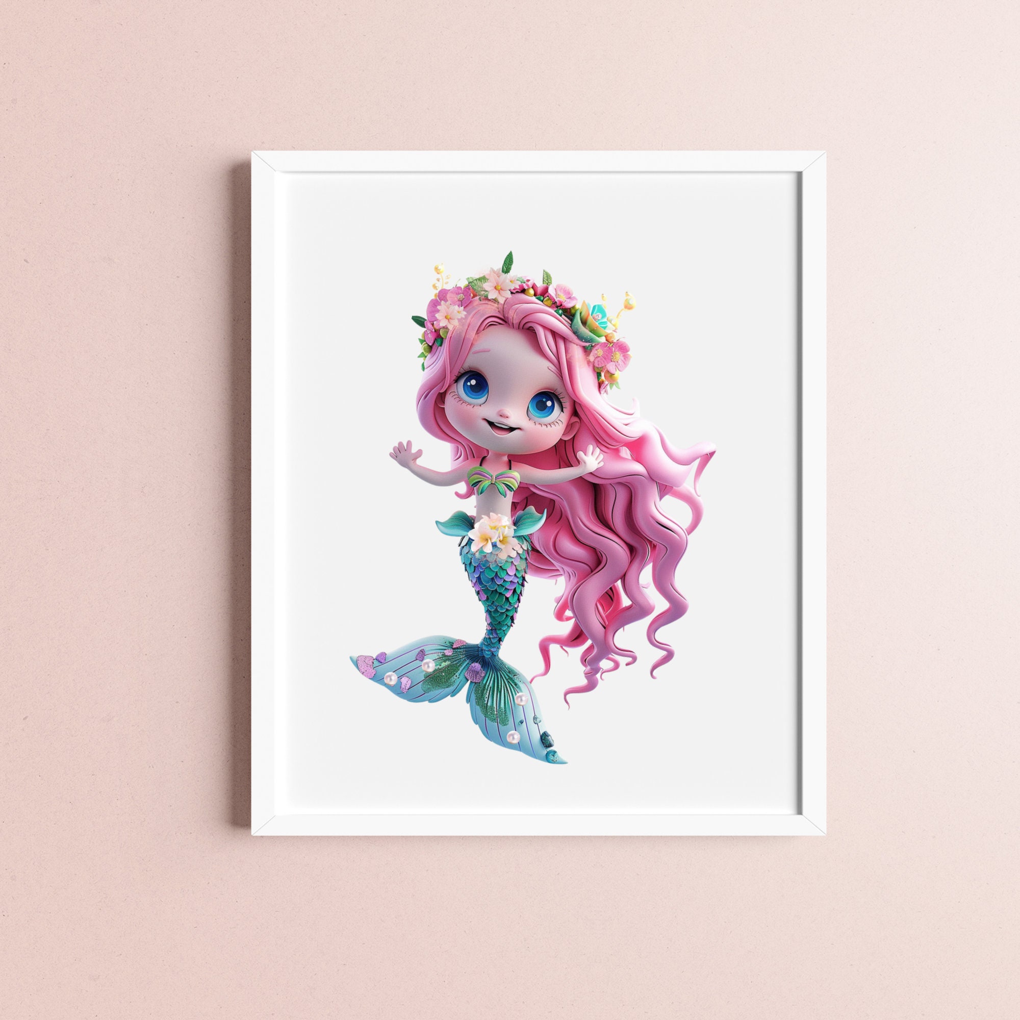 Cute Kids Clipart, Mermaid Clipart, Mermaid Digital Download, Mermaid ...