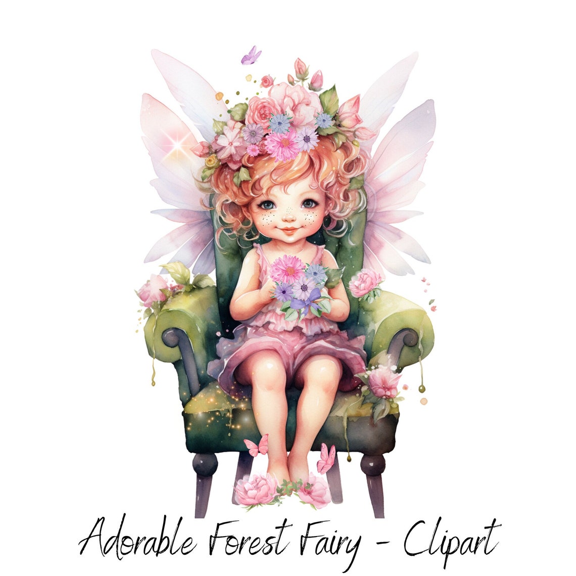 Cute Fairy Clipart, Watercolor Clipart, Cute Fairy Girls Printable ...