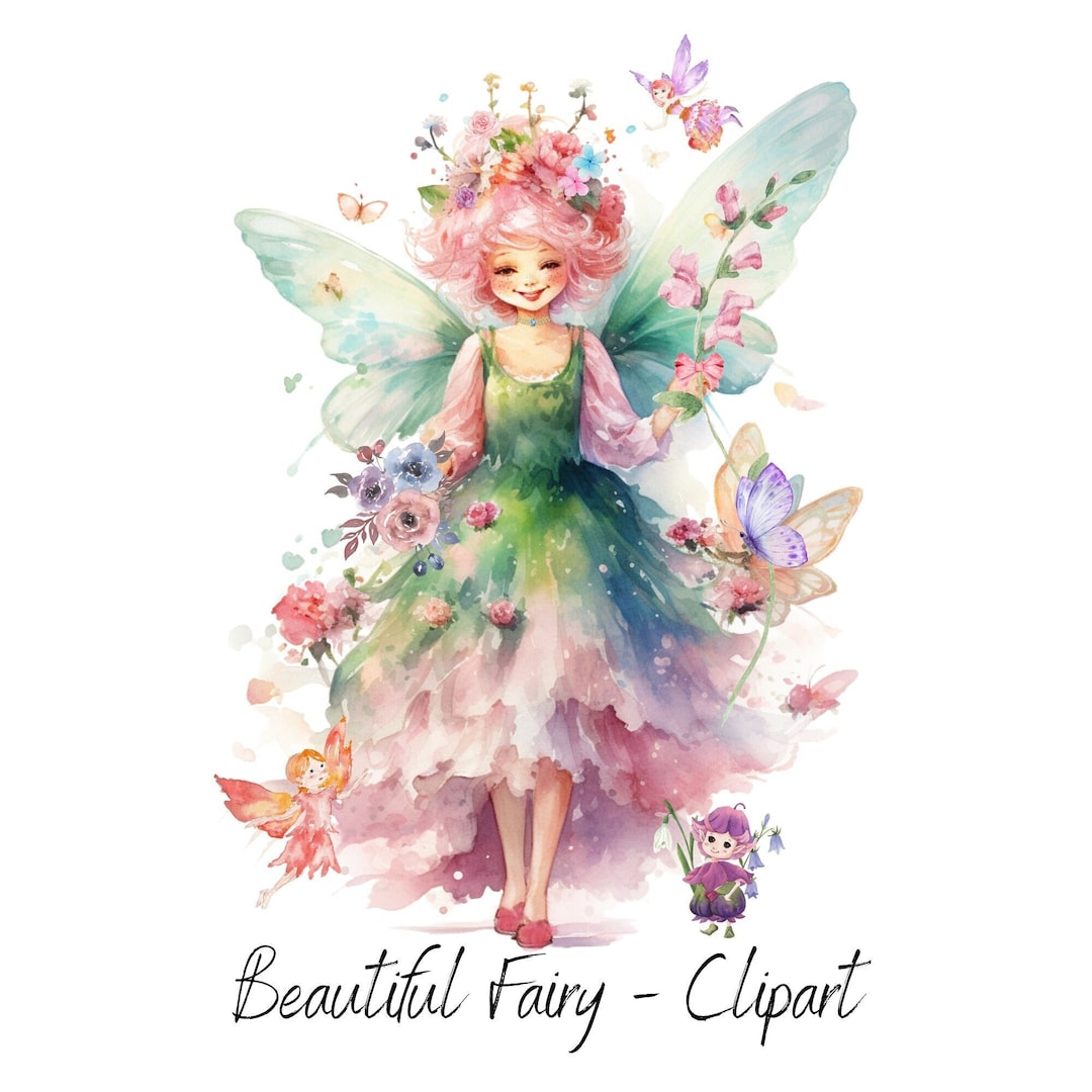 Cute Fairy Clipart, Magical Watercolor Clipart, Fairy Tale Garden ...