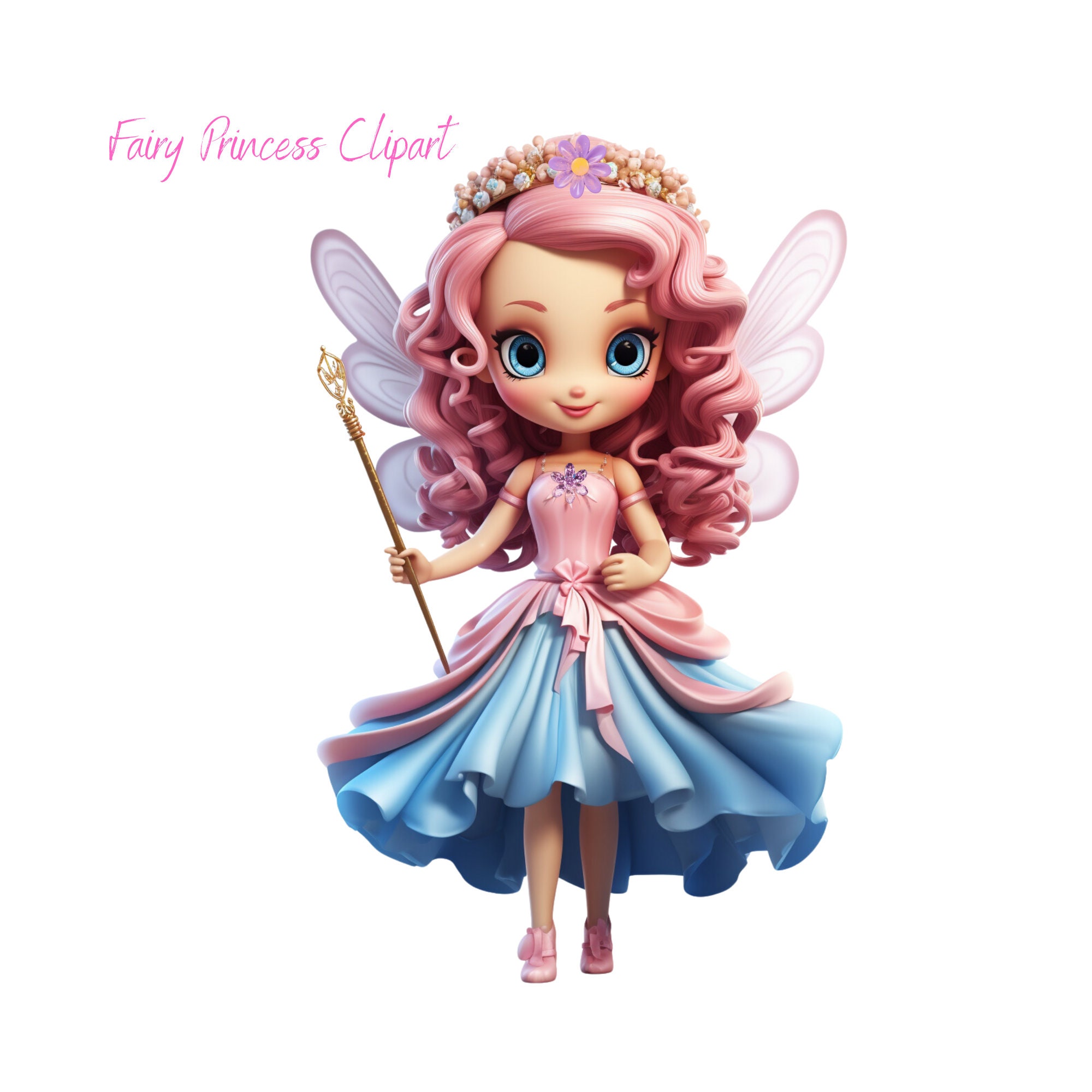 Cute Fairy Clipart, Fairy Princess PNG Instant Download, Cute Fairy ...