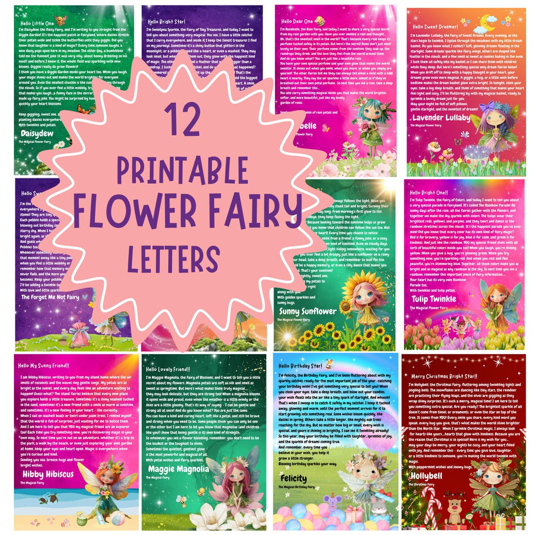 PRINTABLE FAIRY Letters for Kids, Twelve Magical Printable Fairy Mail ...