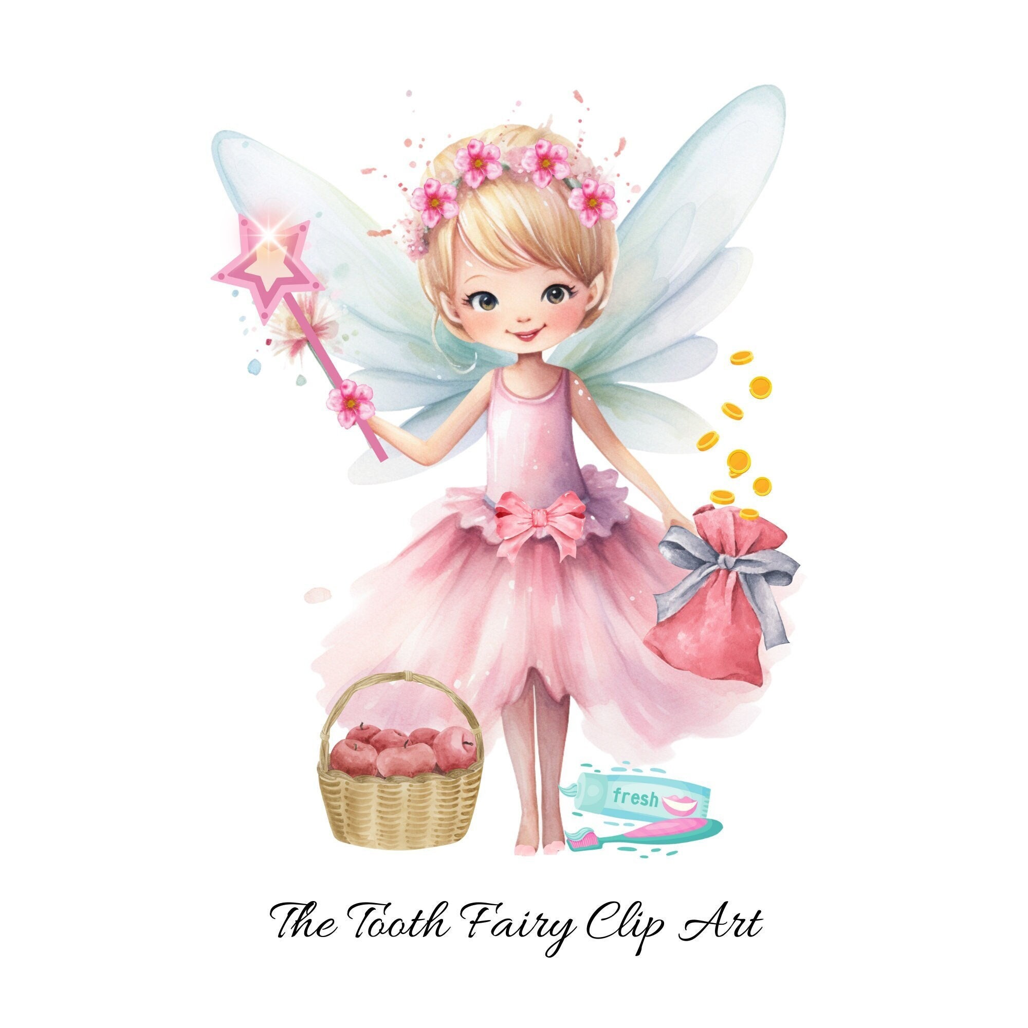 Cute Tooth Fairy, Watercolor Clipart, PNG Fairy Clipart, Fairy Tale ...