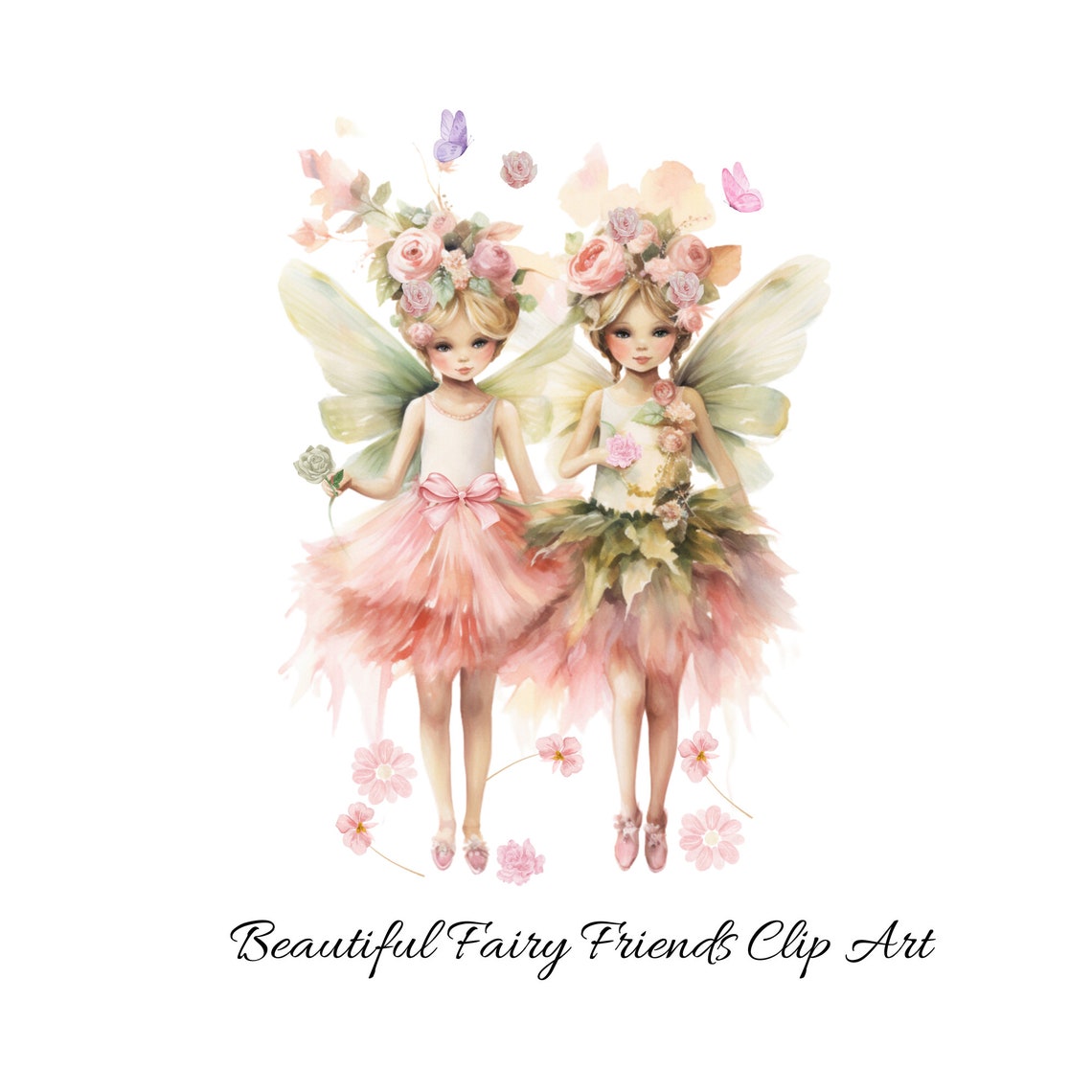 Cute Fairies Magical Watercolor Clipart Fairy Tale Garden - Etsy