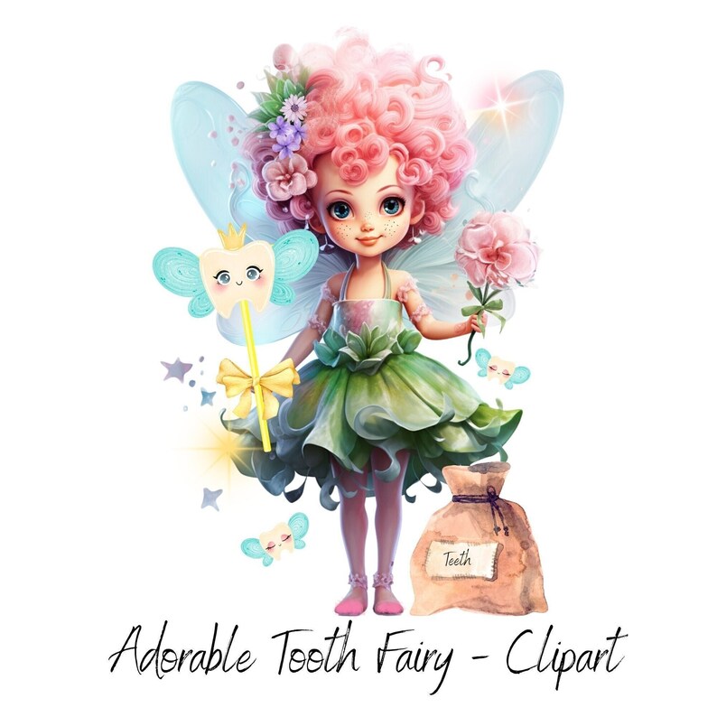 Cute Tooth Fairy, Watercolor Clipart, PNG Fairy Clipart, Fairy Tale ...