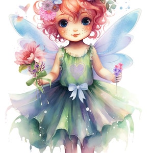 Cute Forest Fairy Clipart, Flower Fairy Clip Art, Fairies, Watercolor ...