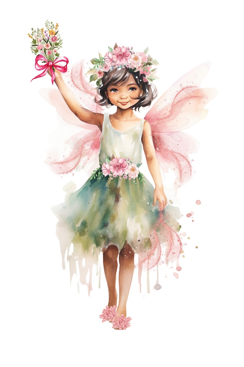 Cute Forest Fairy Clipart, Flower Fairy Clip Art, Fairies, Watercolor ...