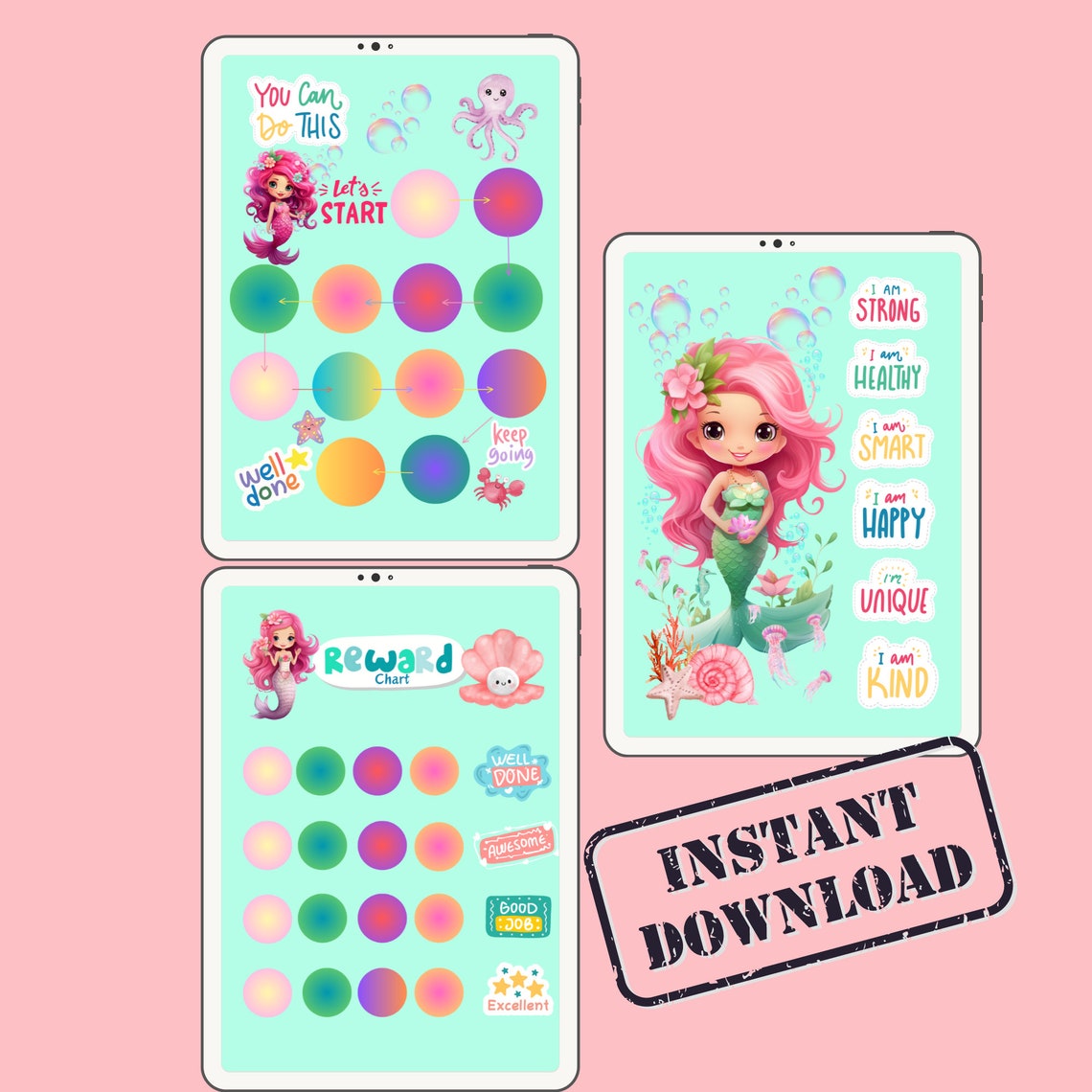 Reward Chart, Mermaid Reward Chart, Reward Chart Printable, Kids Reward ...