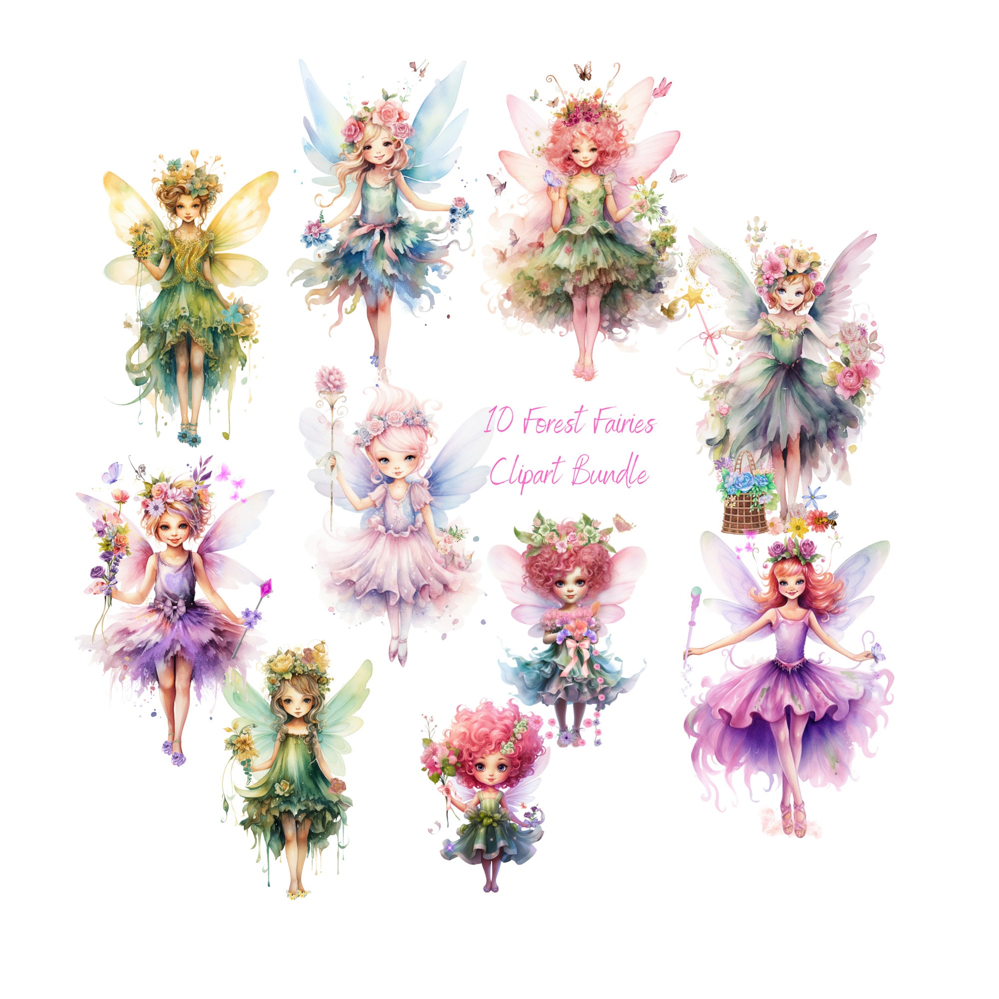 Clipart Bundle of Ten Fairies, Cute Fairy Clipart, Fairy Clip Art ...