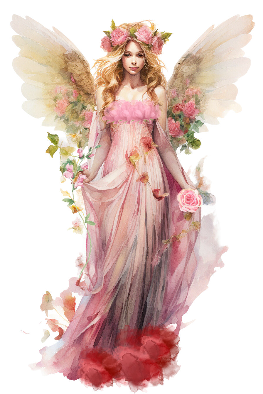 Watercolor Flower Angels, Angel Clipart, Card Making, Wall Art ...