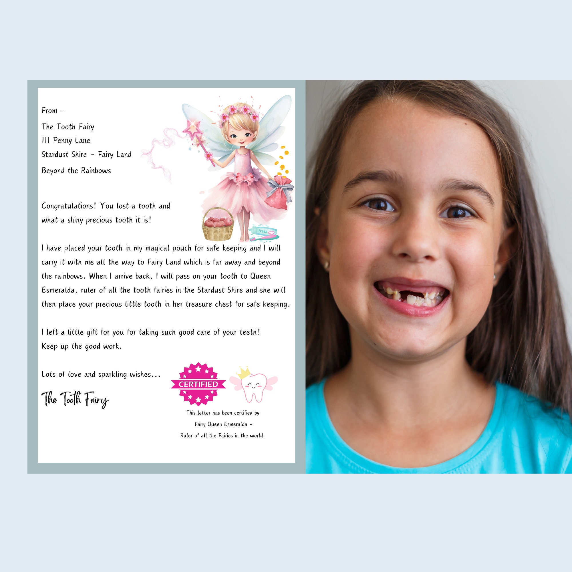 Tooth Fairy Letter, Printable Digital Download, Tooth Fairy Gift, Tooth ...