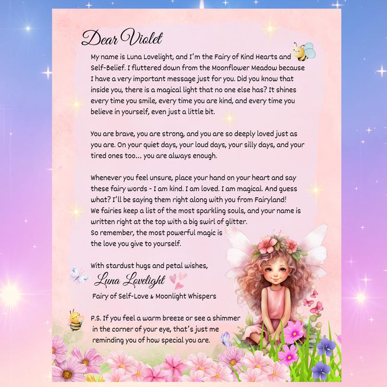 Personalized Self Love Fairy Letter for Girls: Luna Lovelight ...
