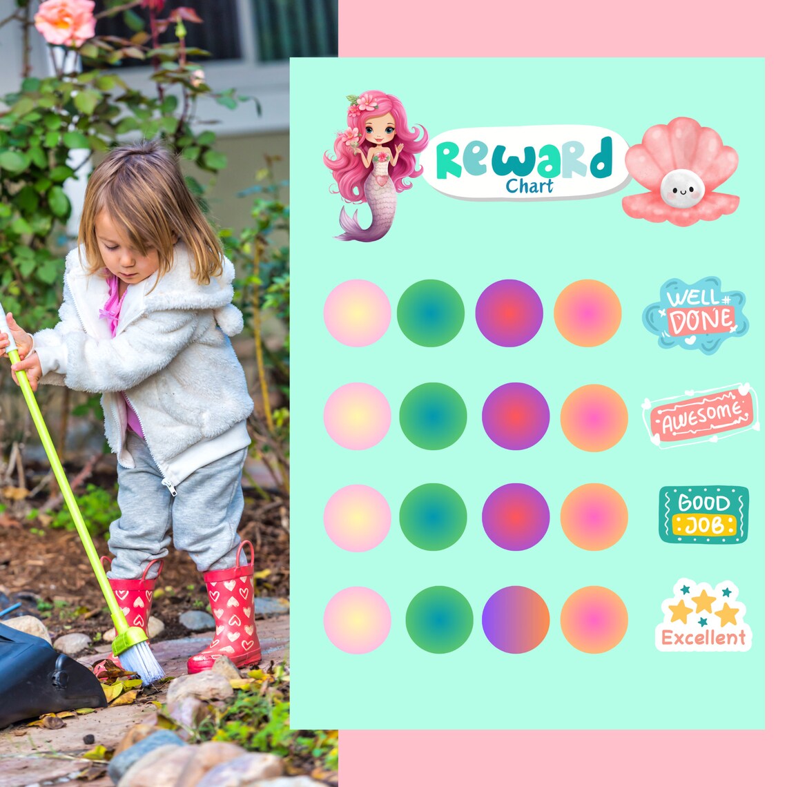 Reward Chart, Mermaid Reward Chart, Reward Chart Printable, Kids Reward ...