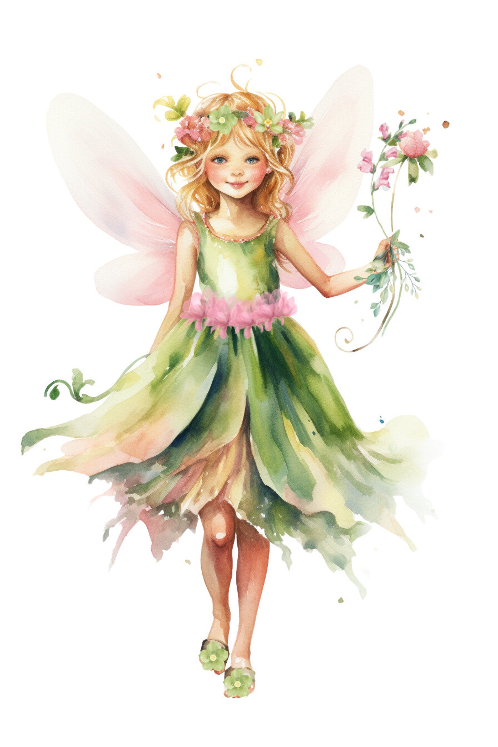 Cute Forest Fairy Clipart, Flower Fairy Clip Art, Fairies, Watercolor ...