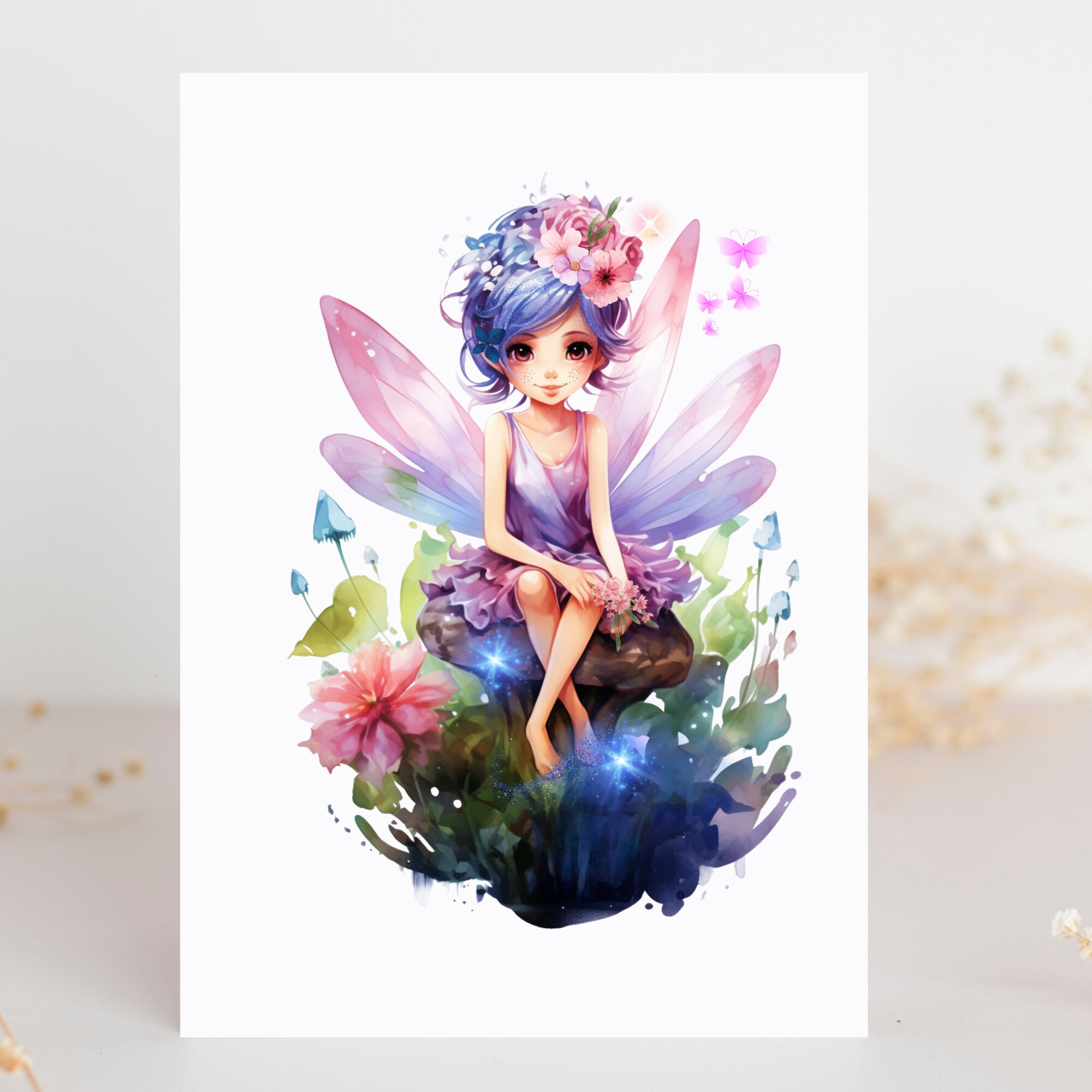 Cute Forest Fairy Clipart, Flower Fairy Clip Art, Fairies, Watercolor ...