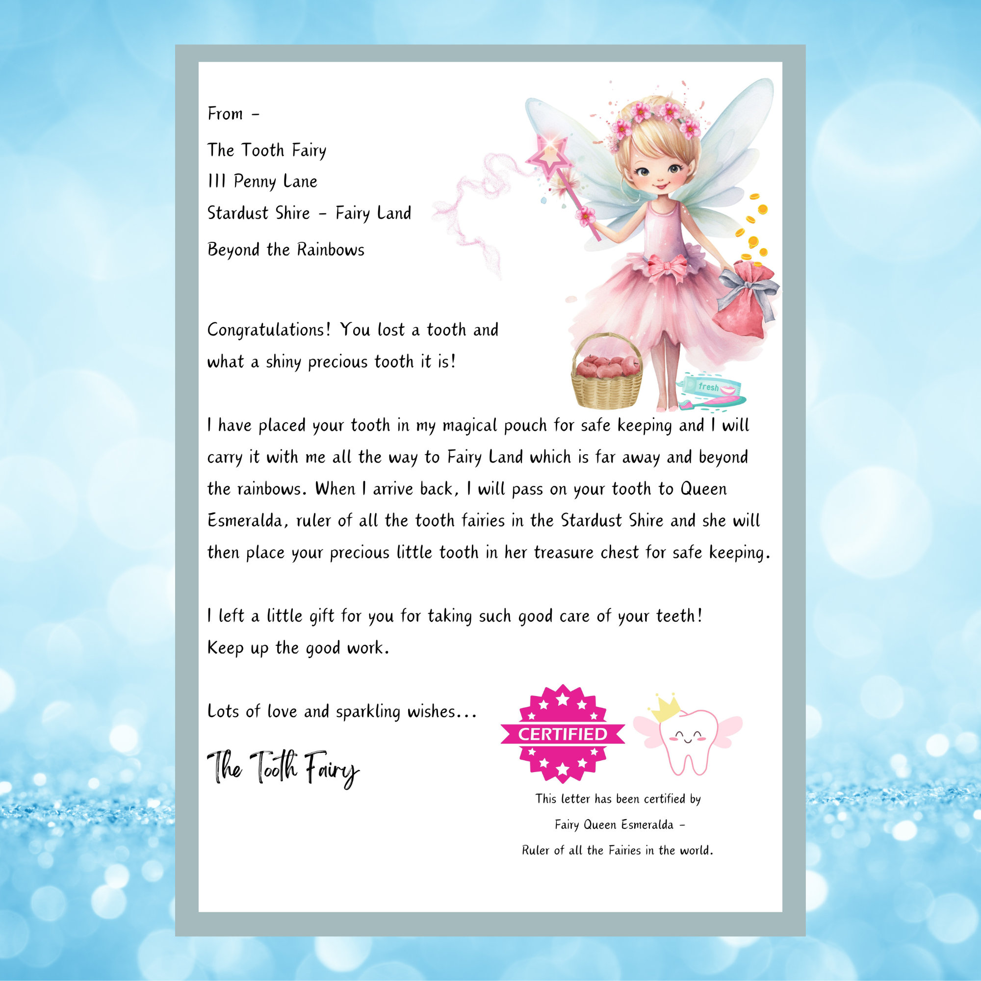 Tooth Fairy Letter: Printable Note From the Tooth Fairy (digital ...
