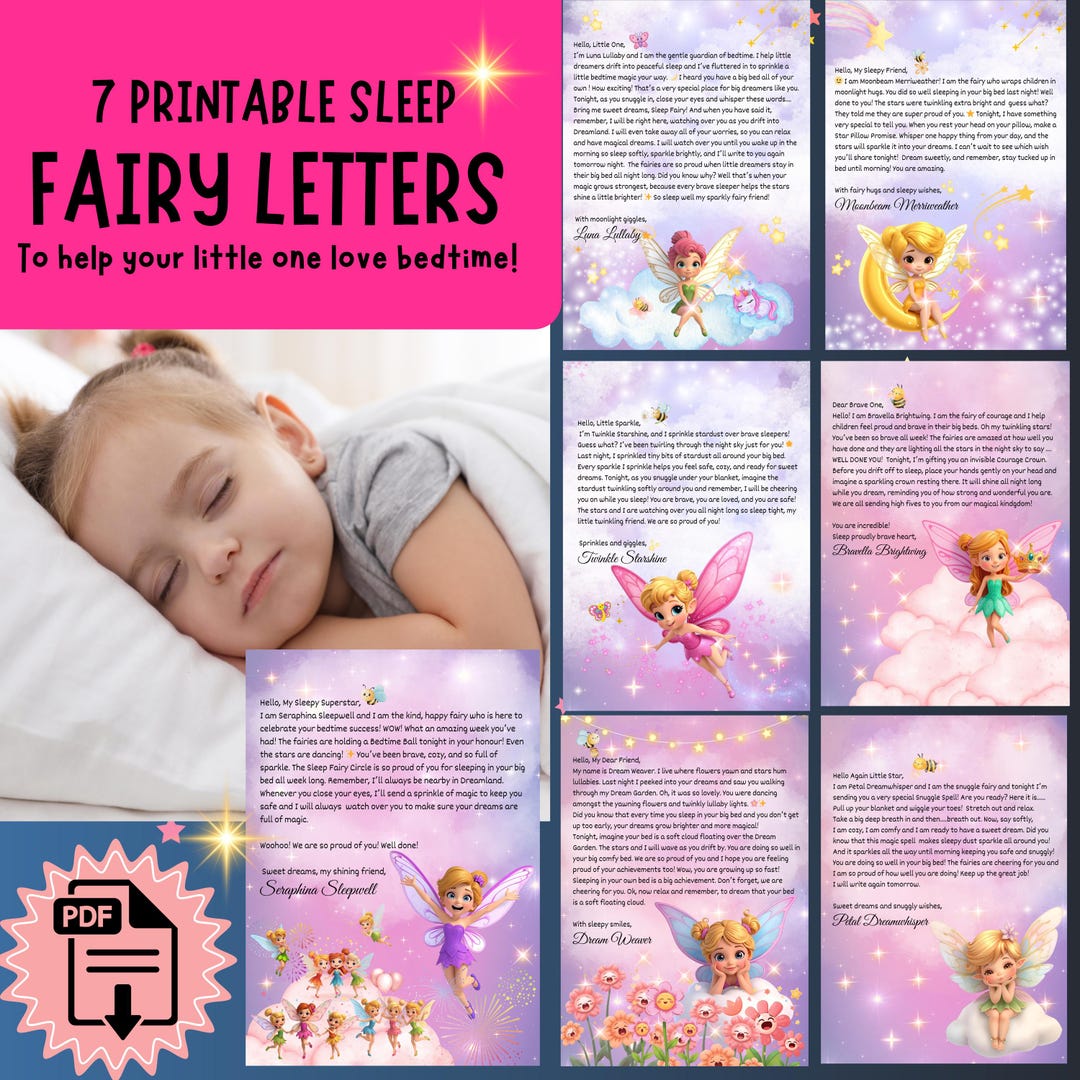 7 Night Fairy Letter Sleep Bundle, Printable Bedtime Letters for Kids ...
