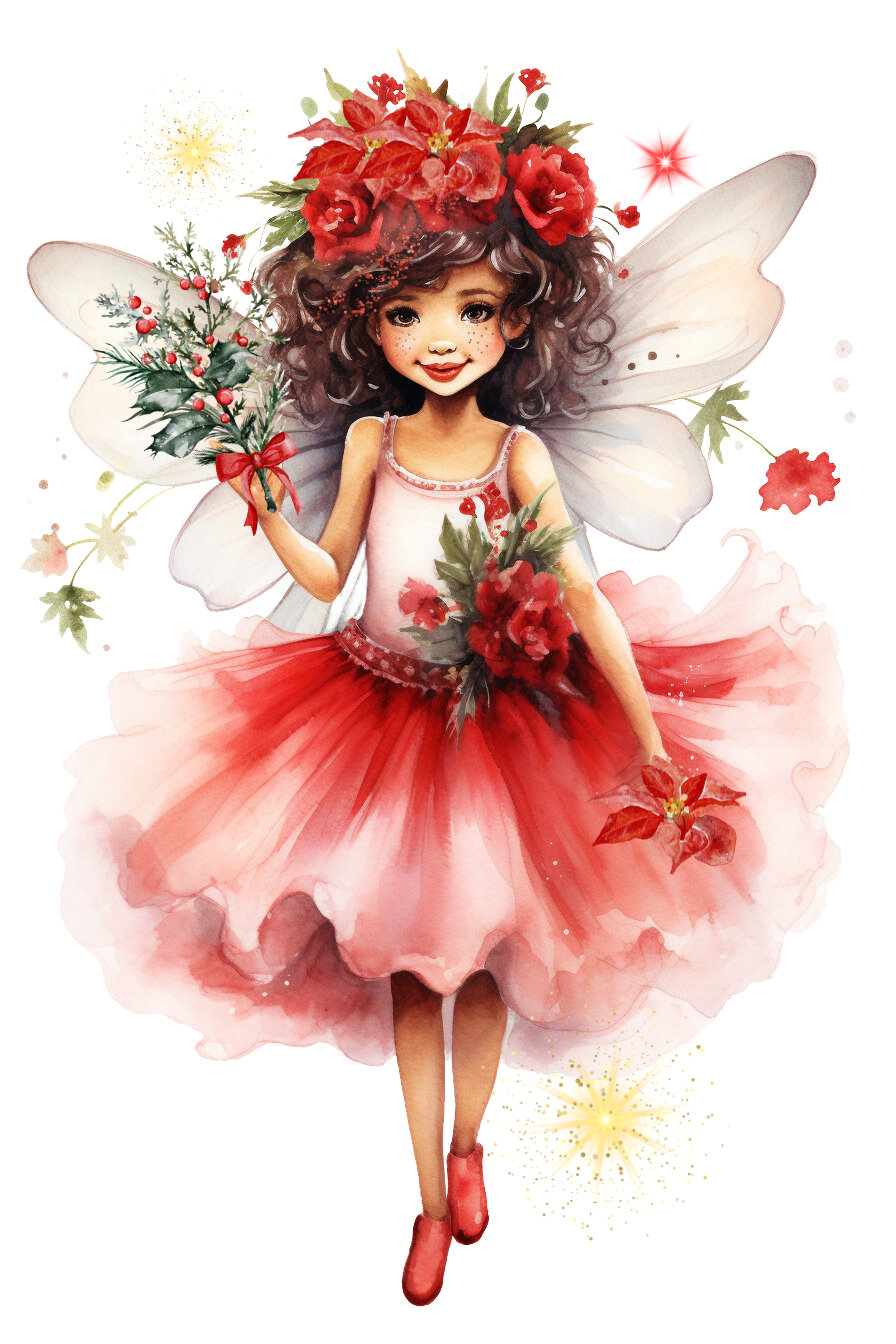 Christmas Fairy PNG Bundle, 3 Beautiful Holiday Fairies, Transparent ...