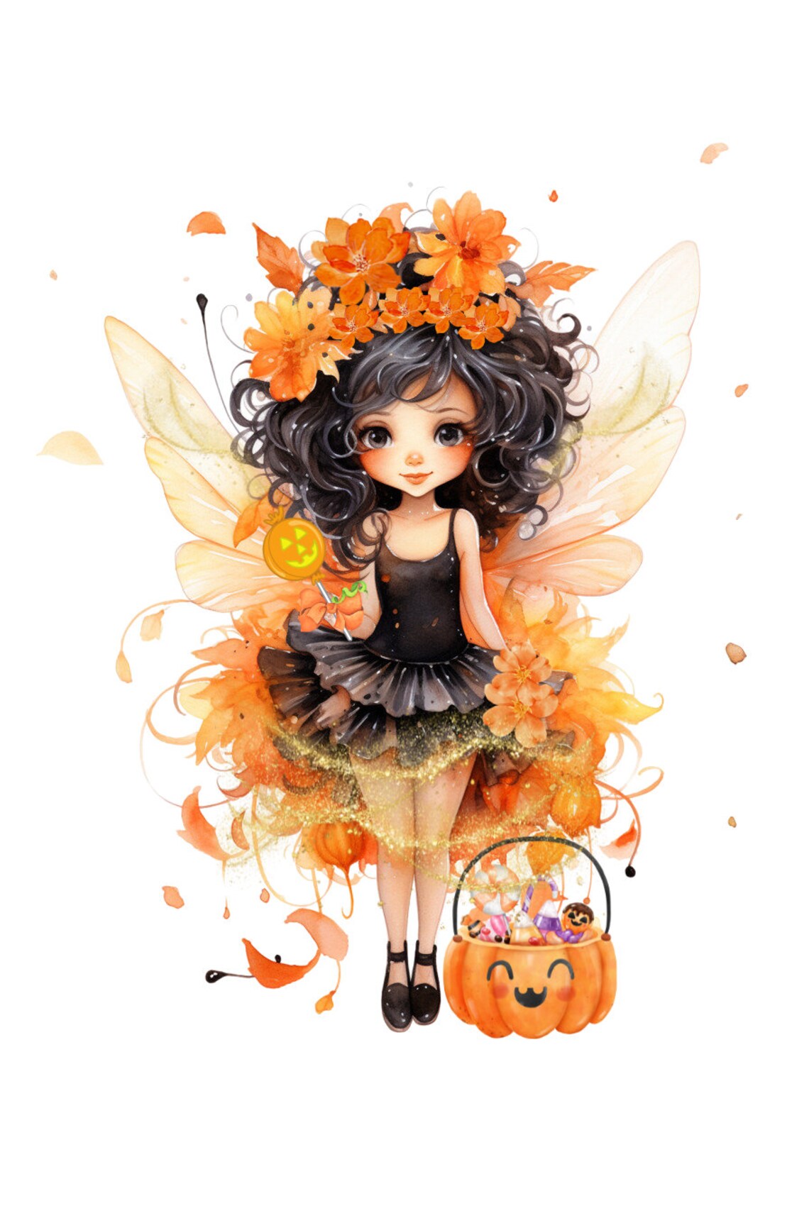 Cute Halloween Clipart, 4 Cute Halloween Fairies, Watercolor Halloween ...