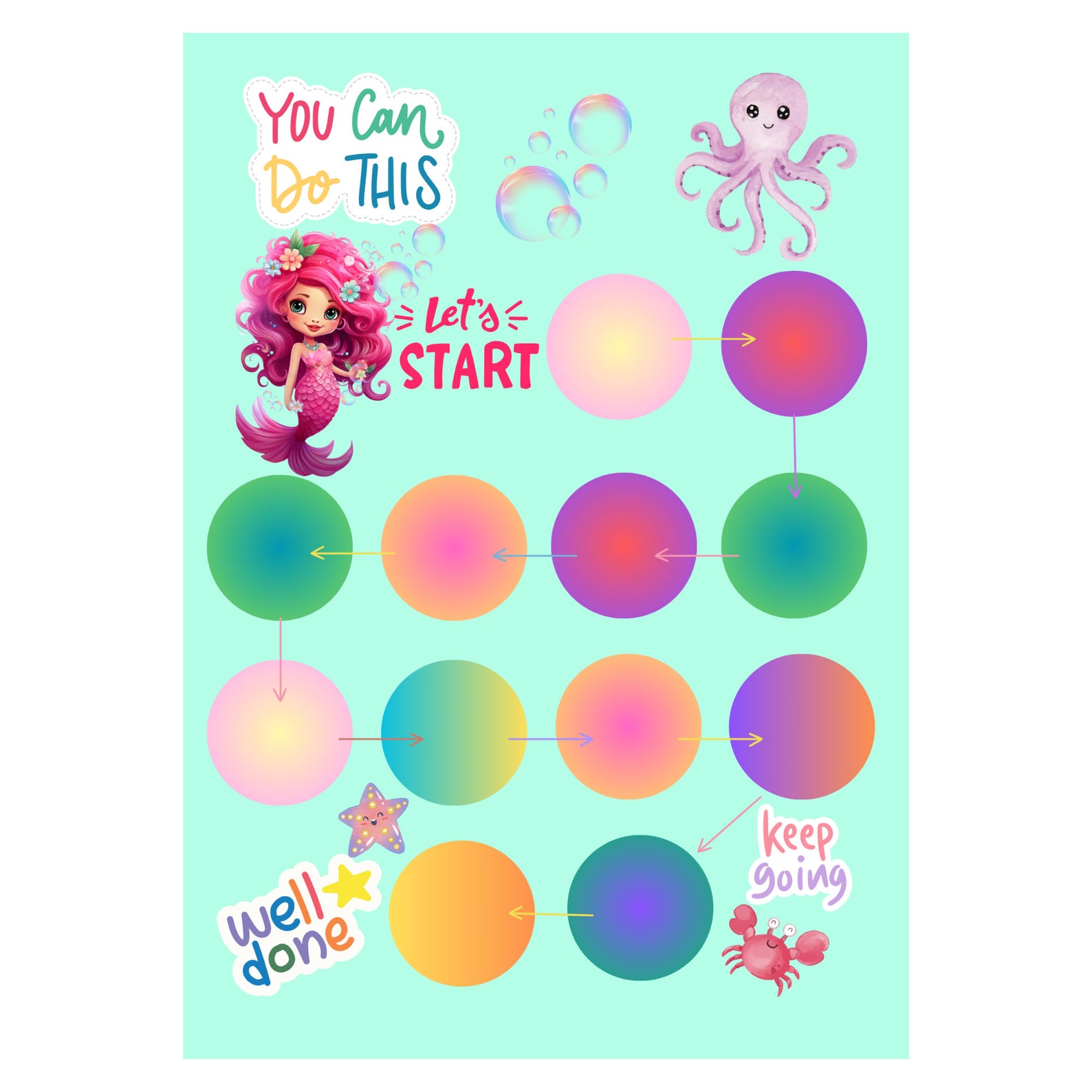 Reward Chart, Mermaid Reward Chart, Reward Chart Printable, Kids Reward ...