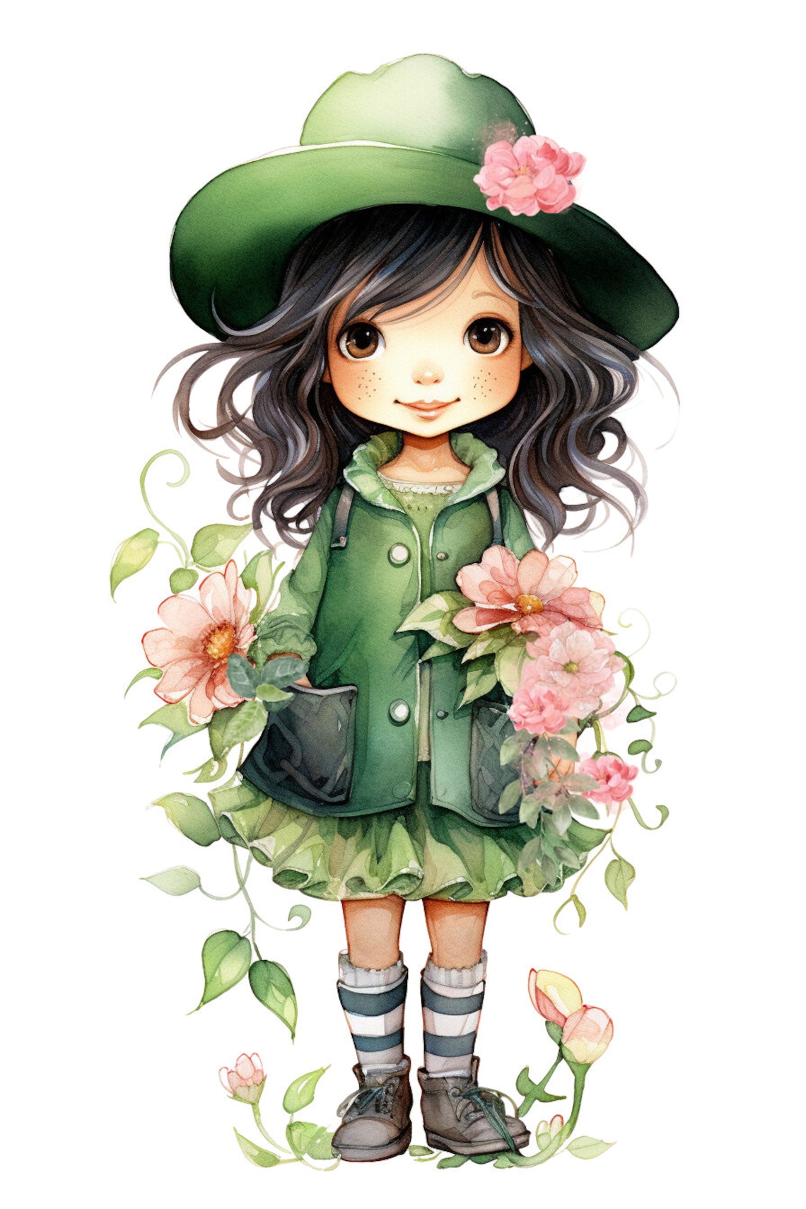 Little Girl Clip Art, Girl Clip Art, Girls Clip Art, Cute Flower Girl ...