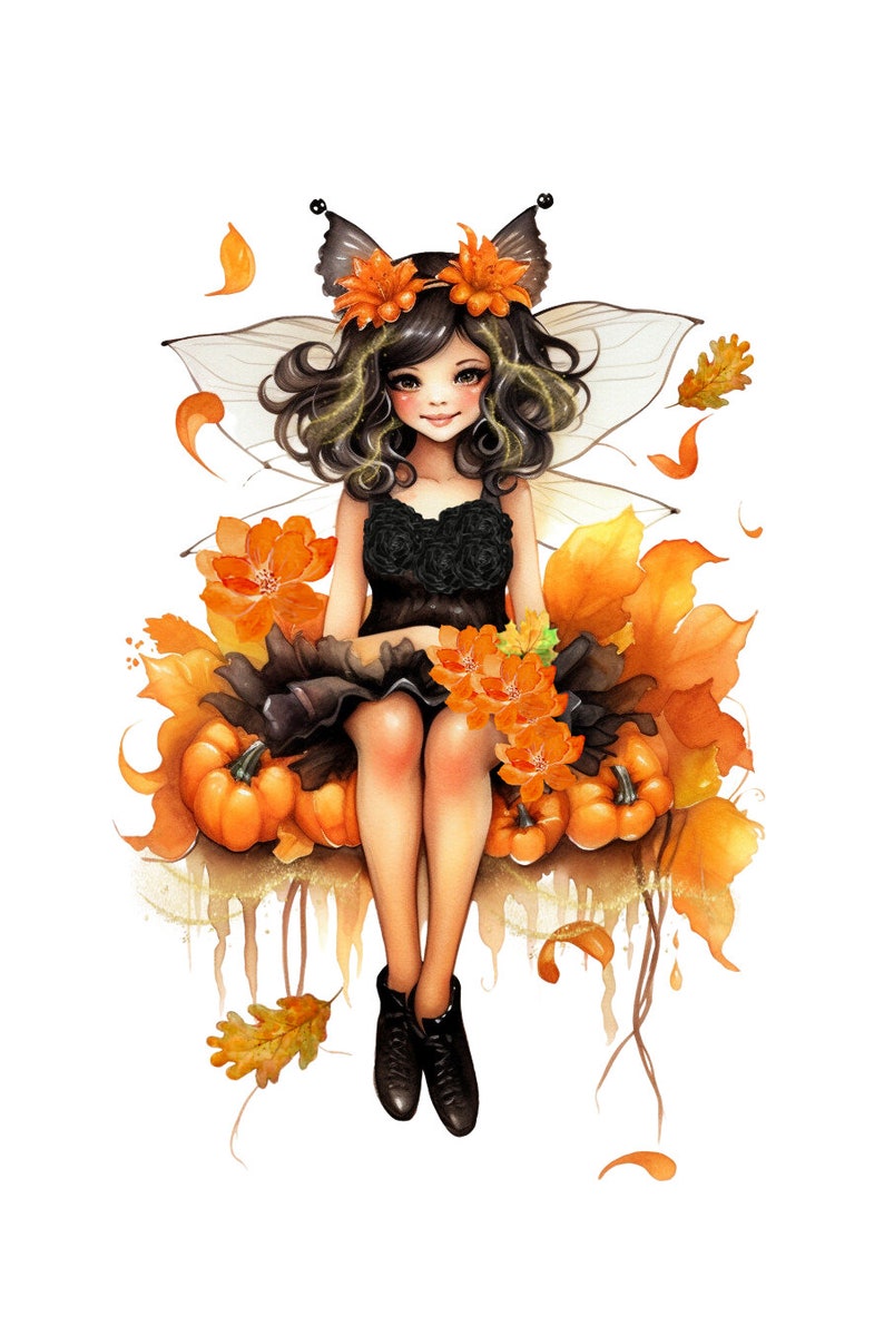 Gorgeous Halloween Clipart, One Halloween Fairy, Watercolor Halloween ...
