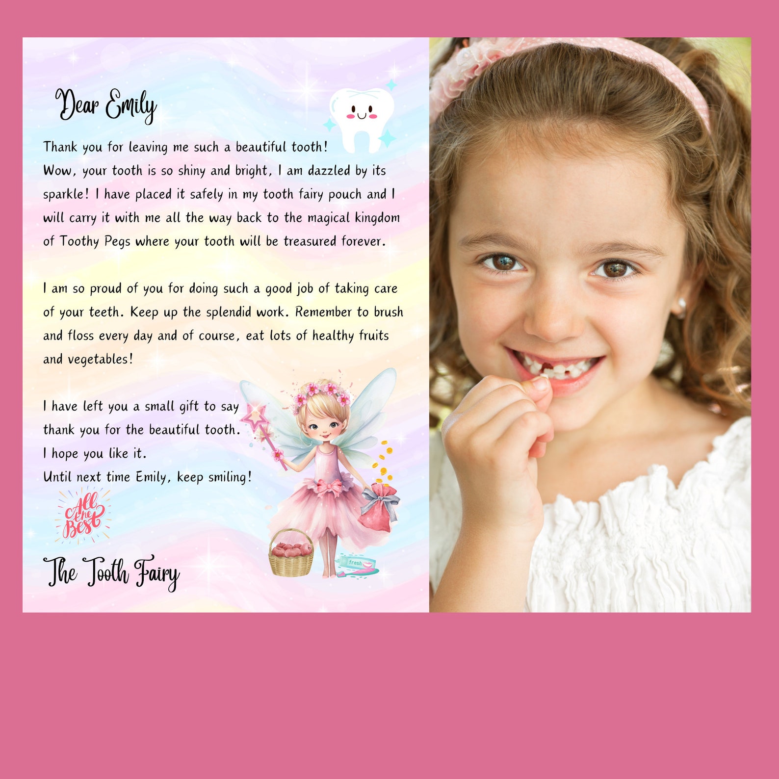 Personalized Tooth Fairy Letter: Keepsake Note (digital Download A4 ...