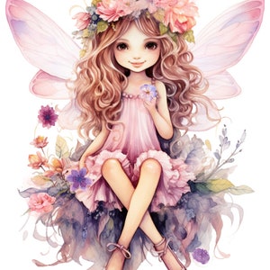 Cute Forest Fairy Clipart, Flower Fairy Clip Art, Fairies, Watercolor ...