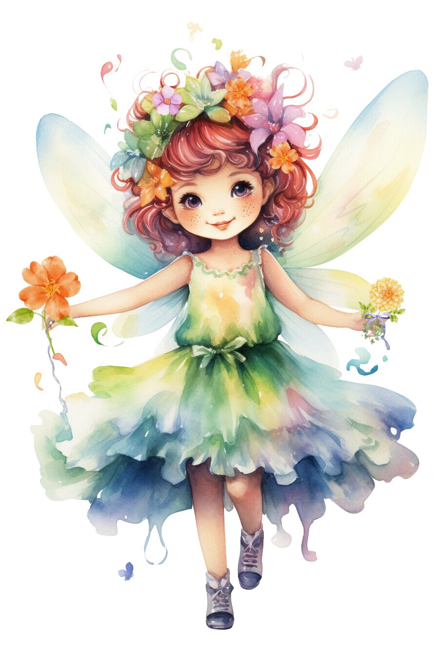 Cute Fairy Clipart, Bundle of 5, Cute Flower Fairy Clipart, Magical ...