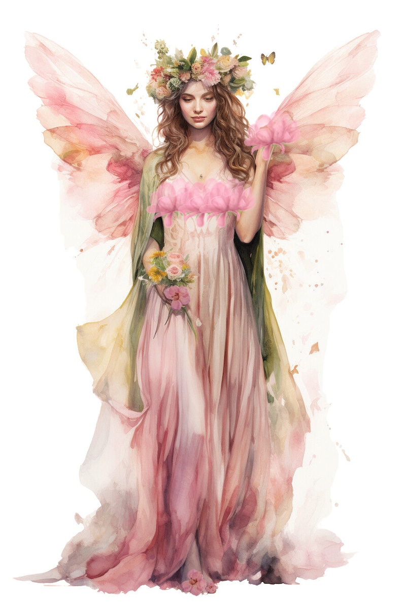 Watercolor Flower Angels, Angel Clipart, Card Making, Wall Art ...