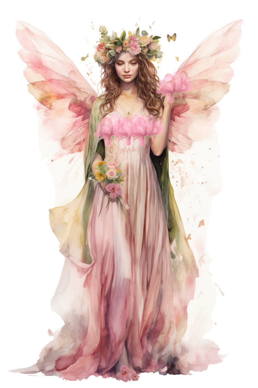 Watercolor Flower Angels, Angel Clipart, Card Making, Wall Art ...