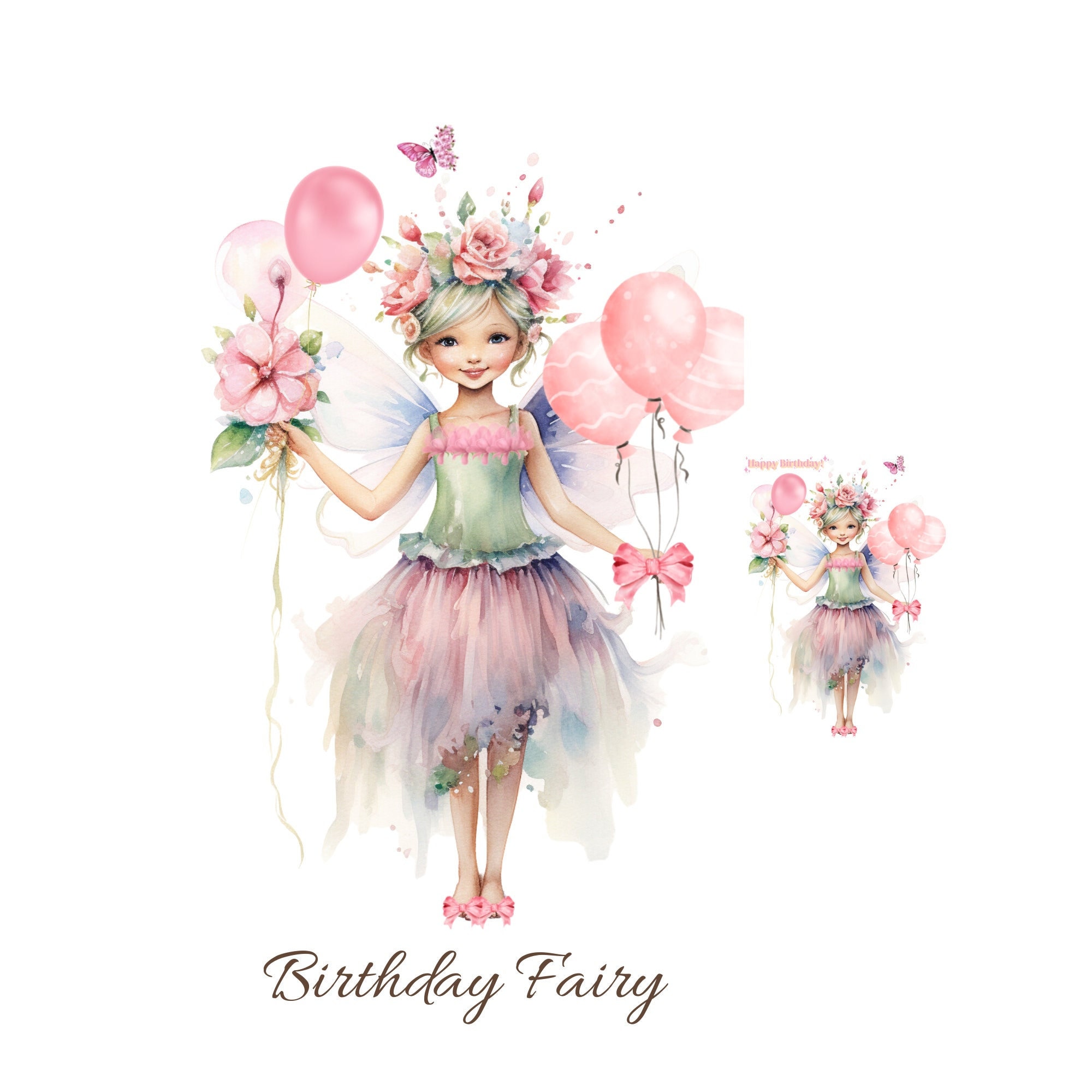 Watercolor Birthday Clipart, Cute Flower Fairy, Birthday Clip Art ...
