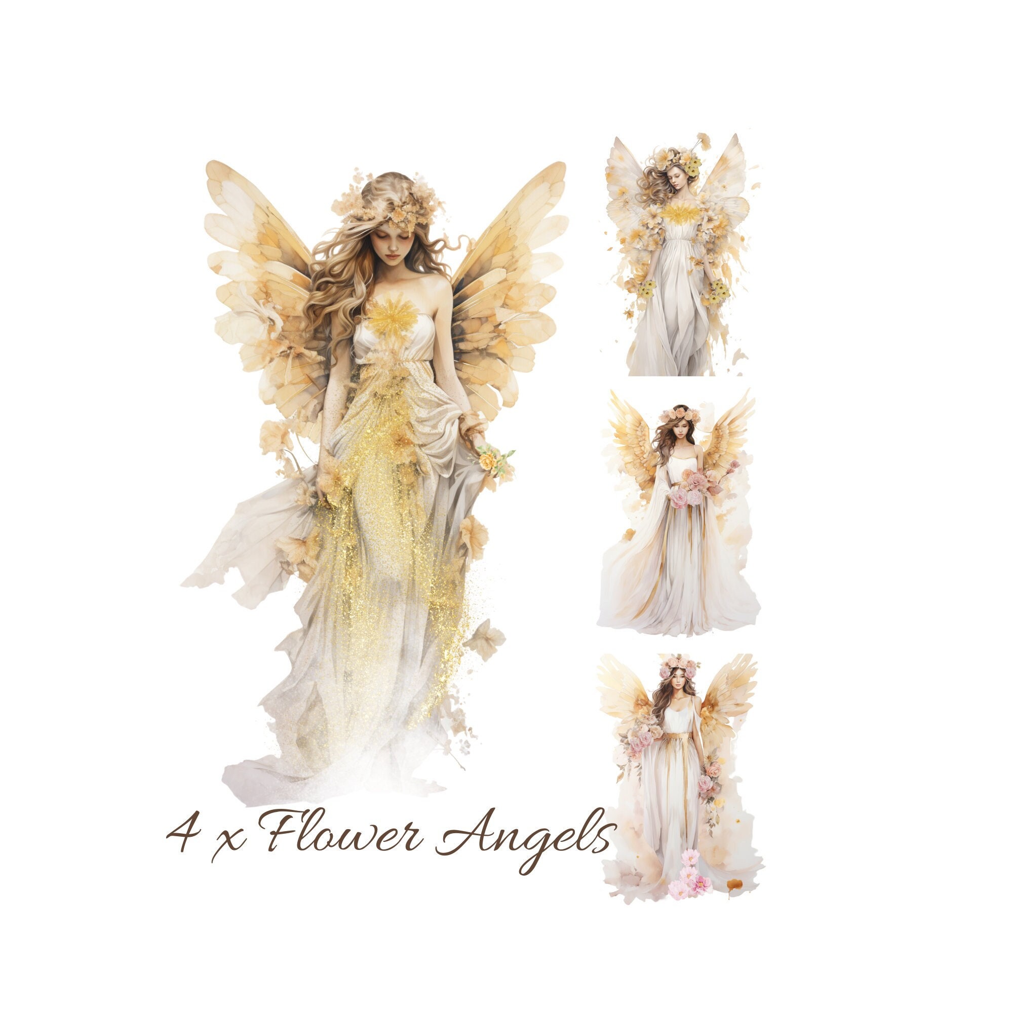 Watercolor Flower Angels, Angel Clipart, Angel Clip Art, Angel PNG ...